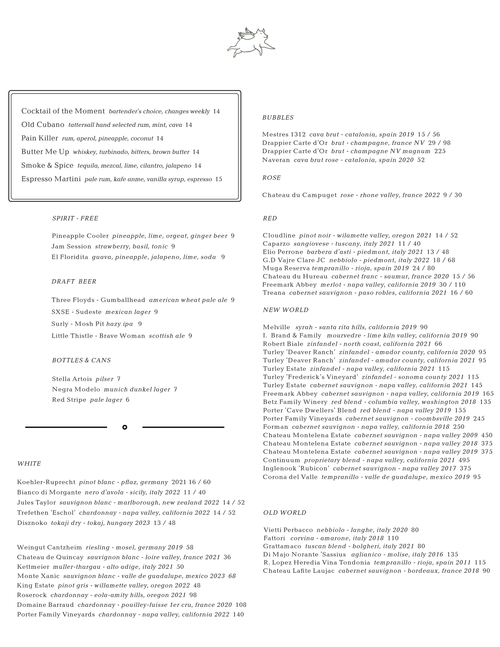 Drink Menu — Our Paladar