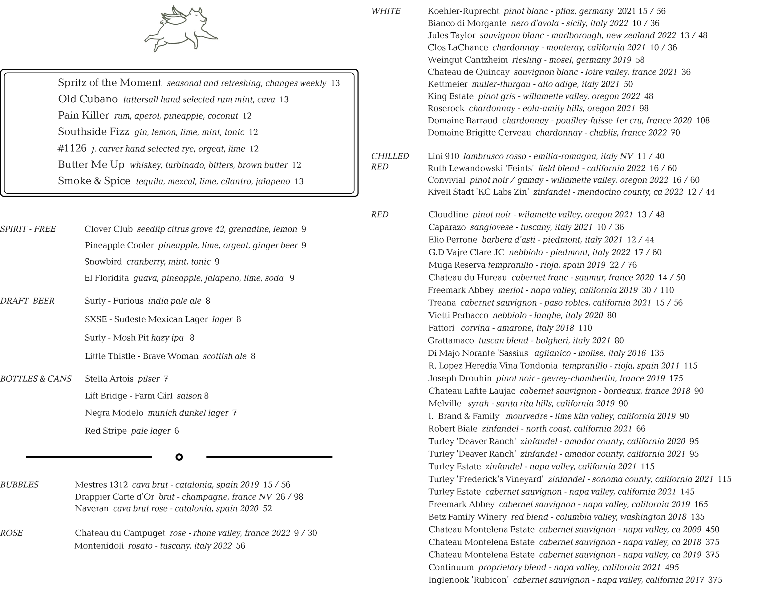 Drink Menu — Our Paladar