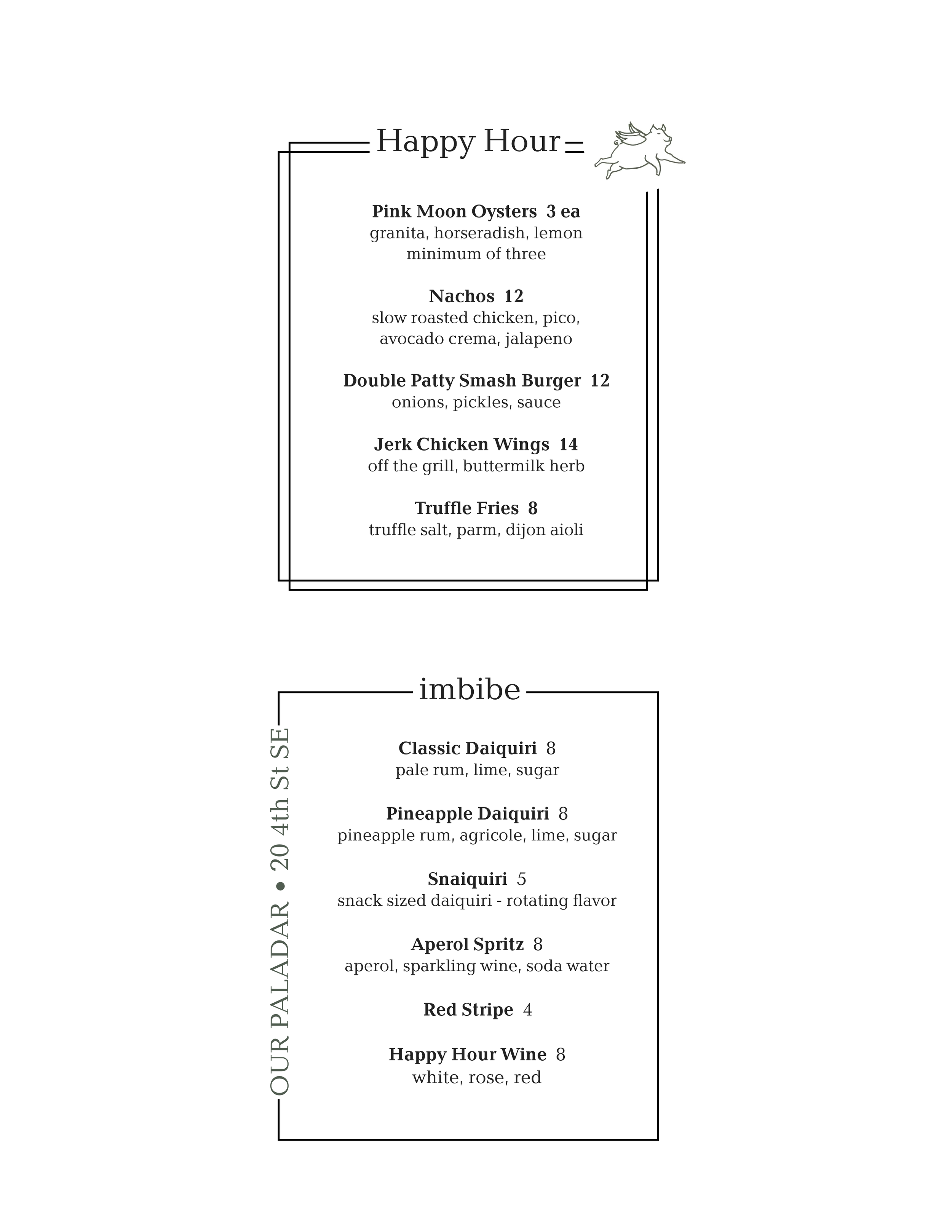 Happy Hour Menu — Our Paladar