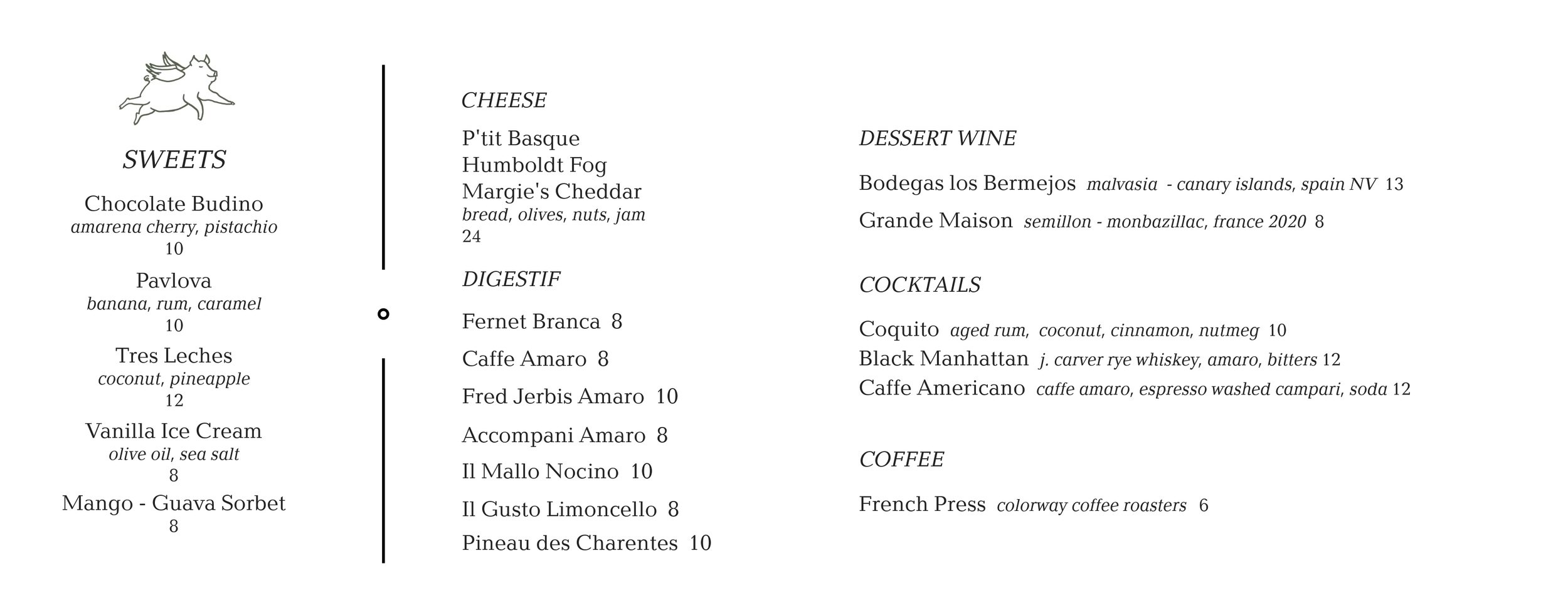 Dessert Menu — Our Paladar