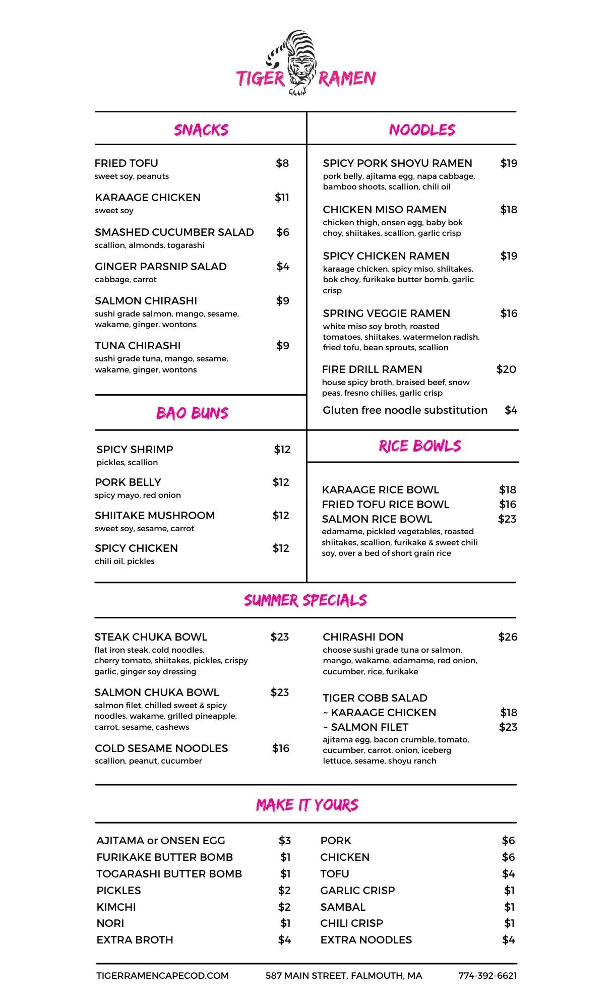 Ramen & More at Tiger Ramen | View Our Authentic Japanese Menu — TIGER ...