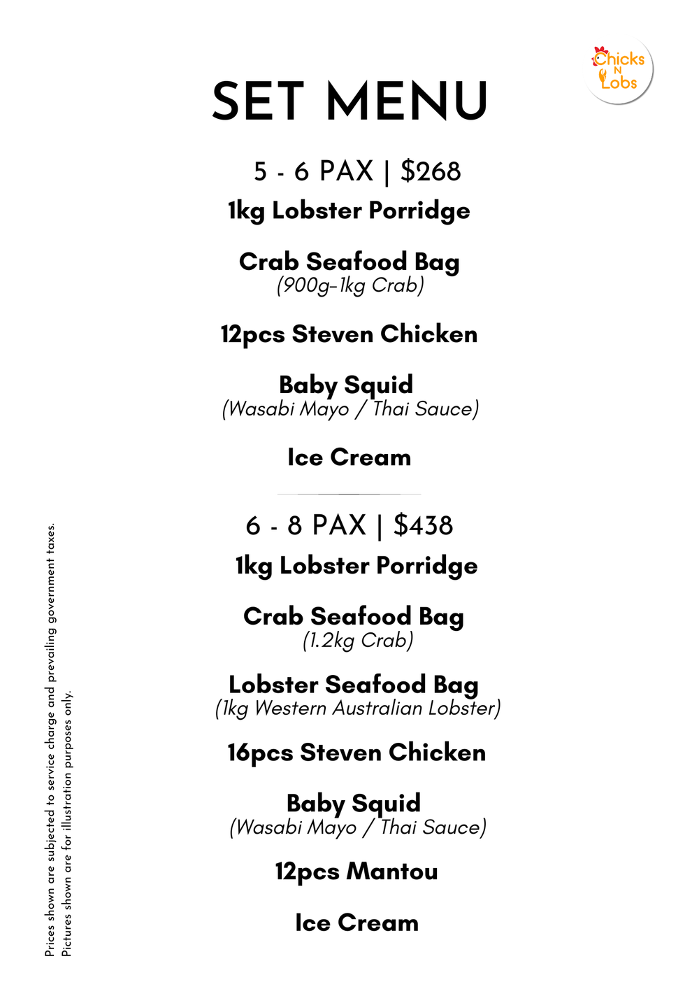 Food Menu — Chicks N Lobs