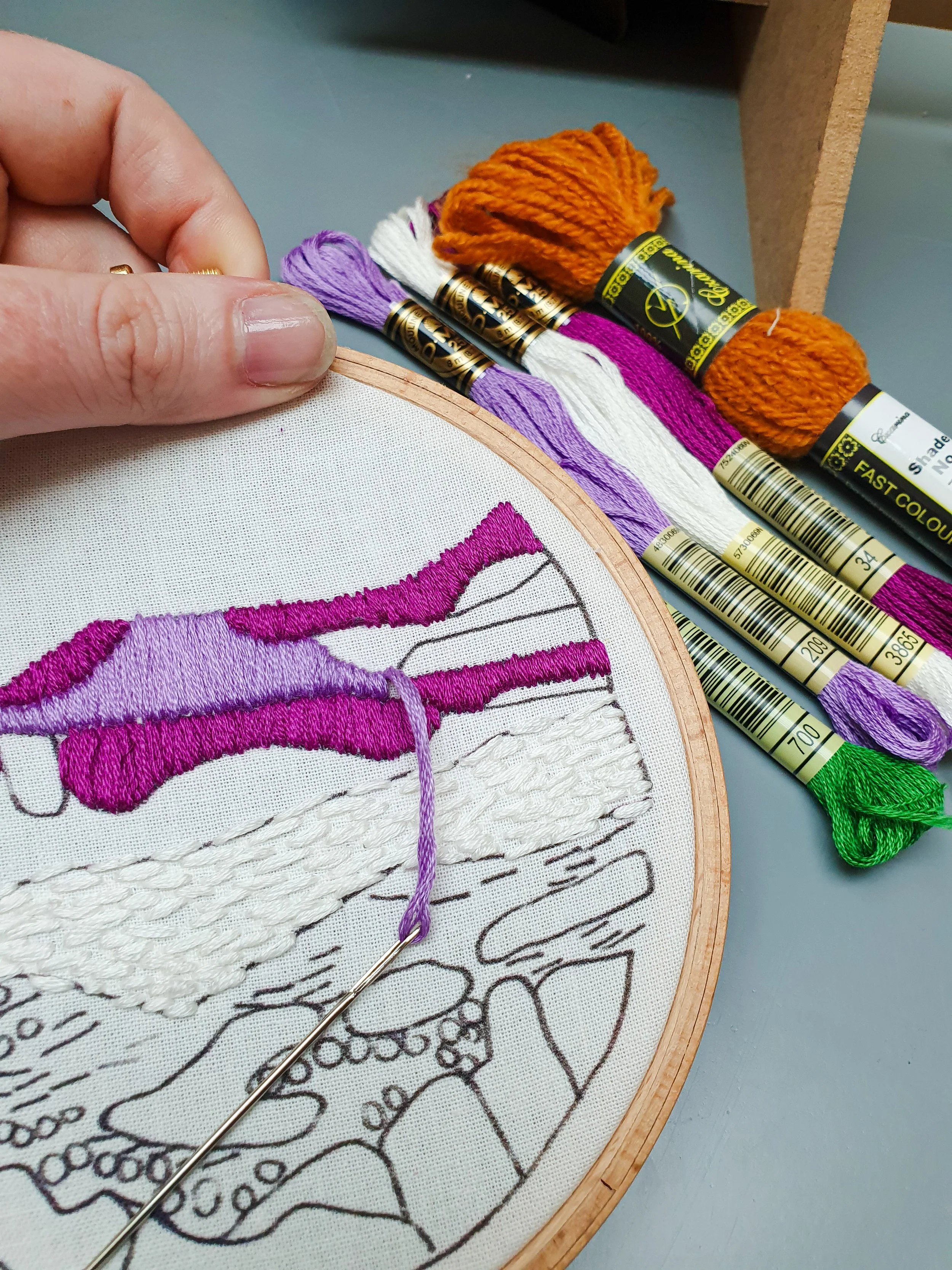 Hand Embroidered landscape art - Threid Stitches
