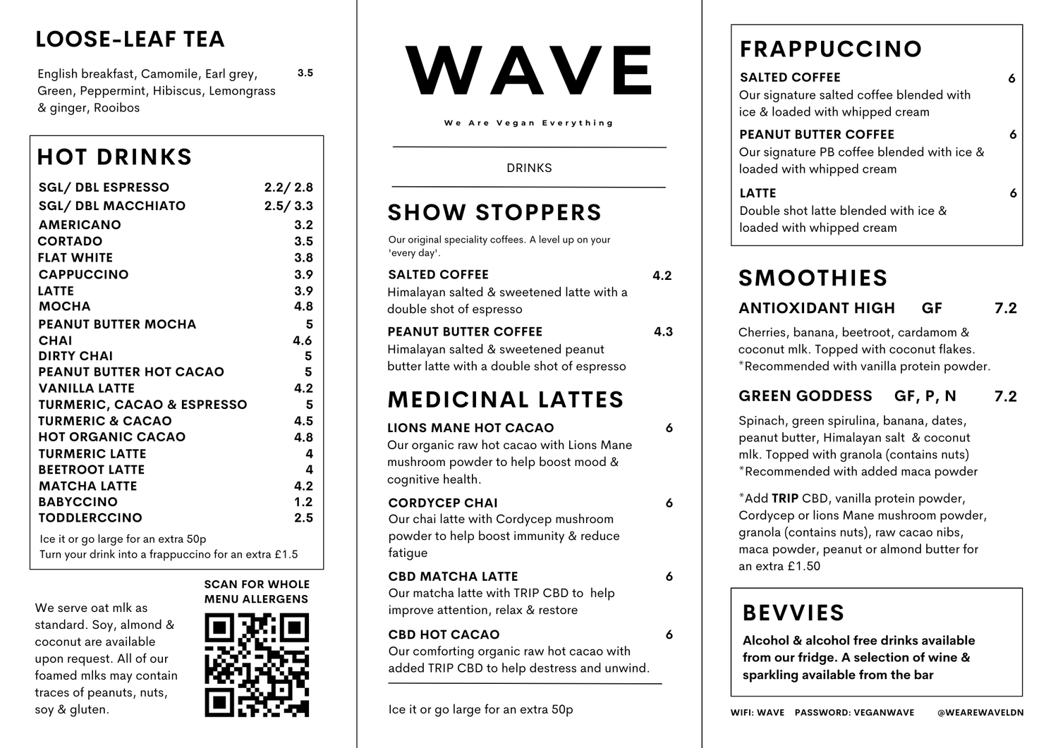 Hackney Menu — W A V E