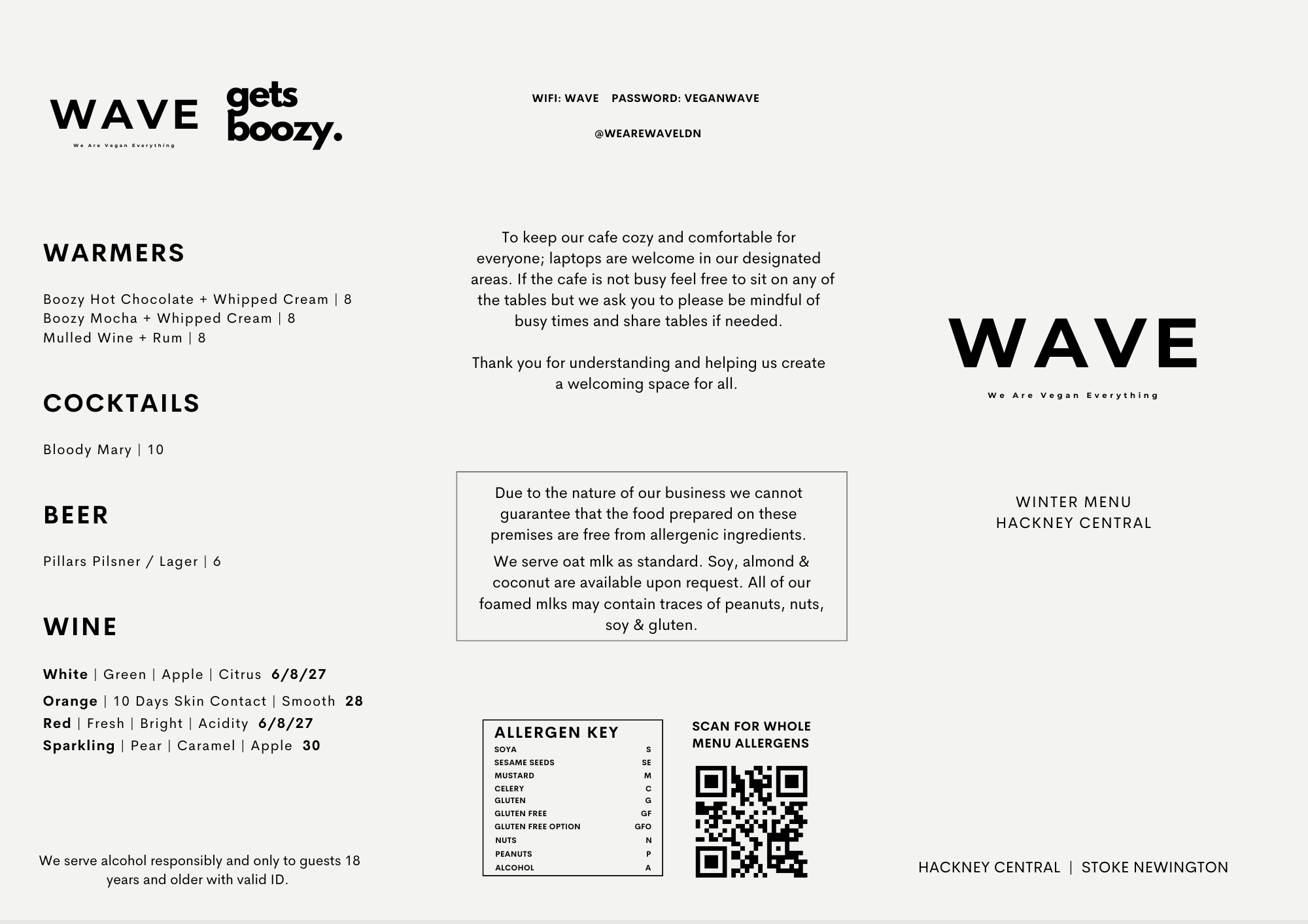 Hackney Menu — W A V E