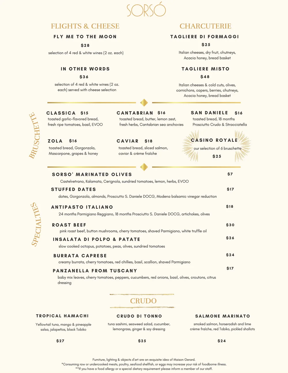 Sorso Menu — Sorso