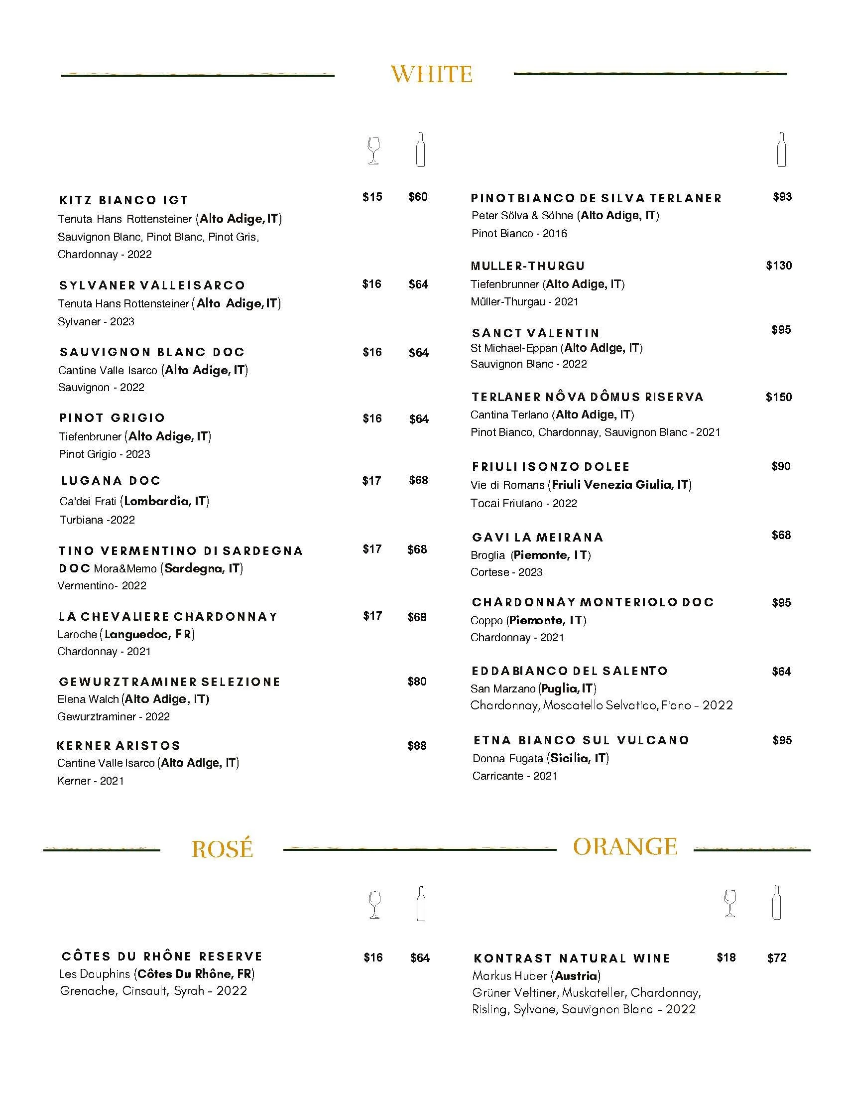 Sorso Menu — Sorso