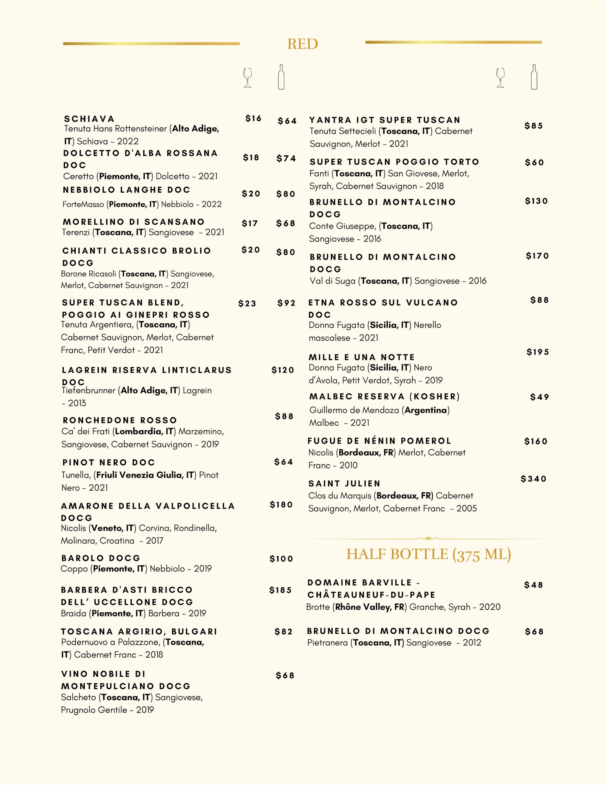 Sorso Menu — Sorso