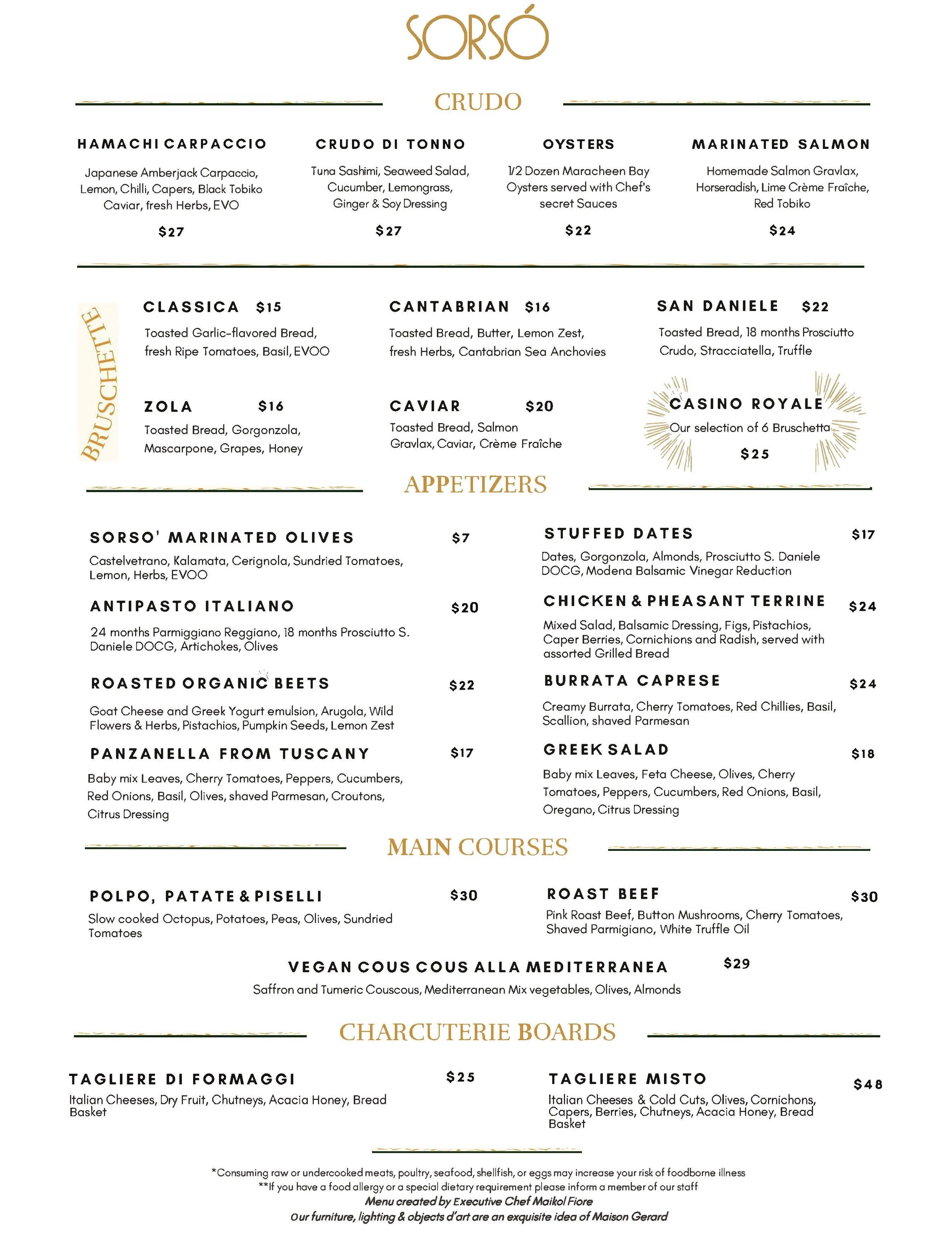 Sorso Menu — Sorso