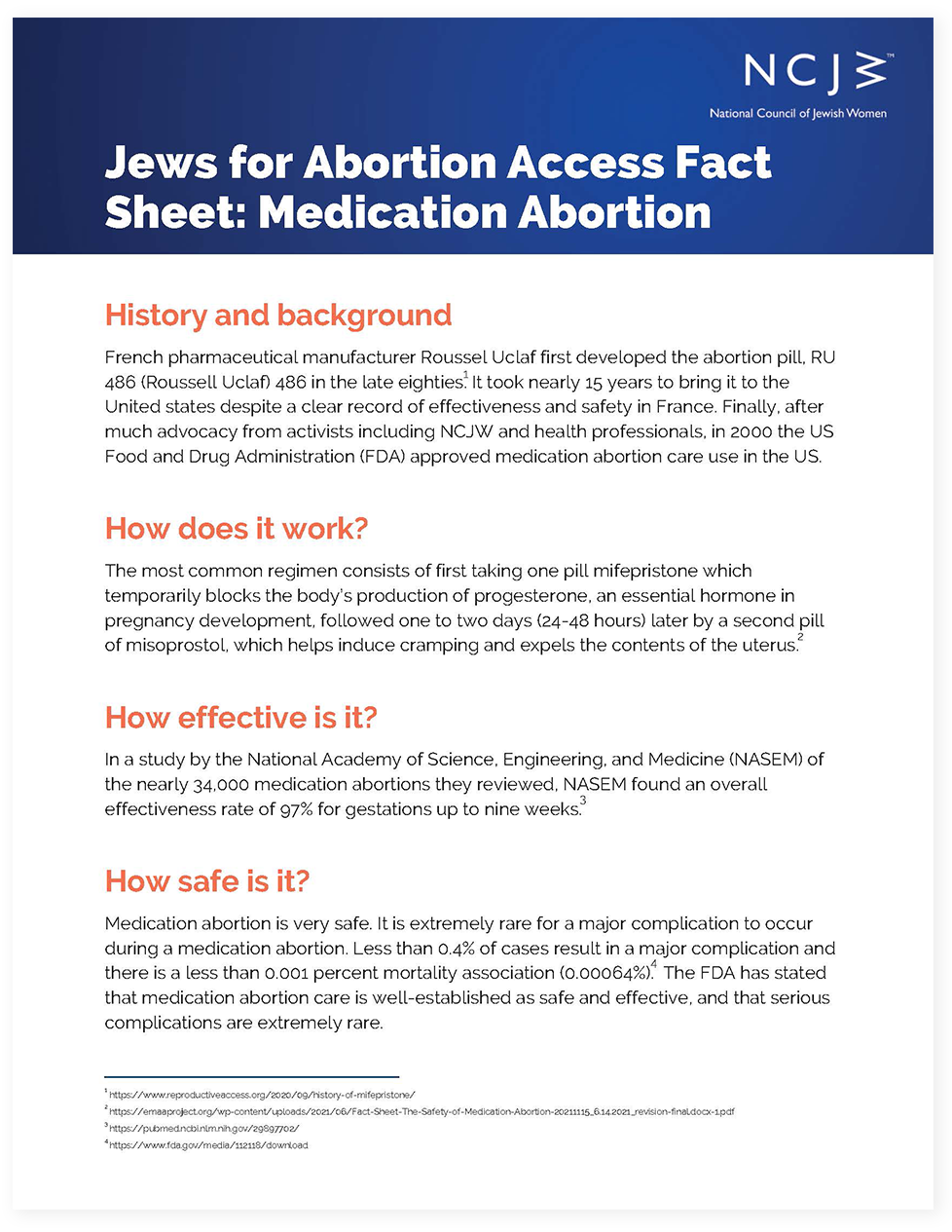 Fact Sheet on Medication Abortion | Jews for Abortion Access