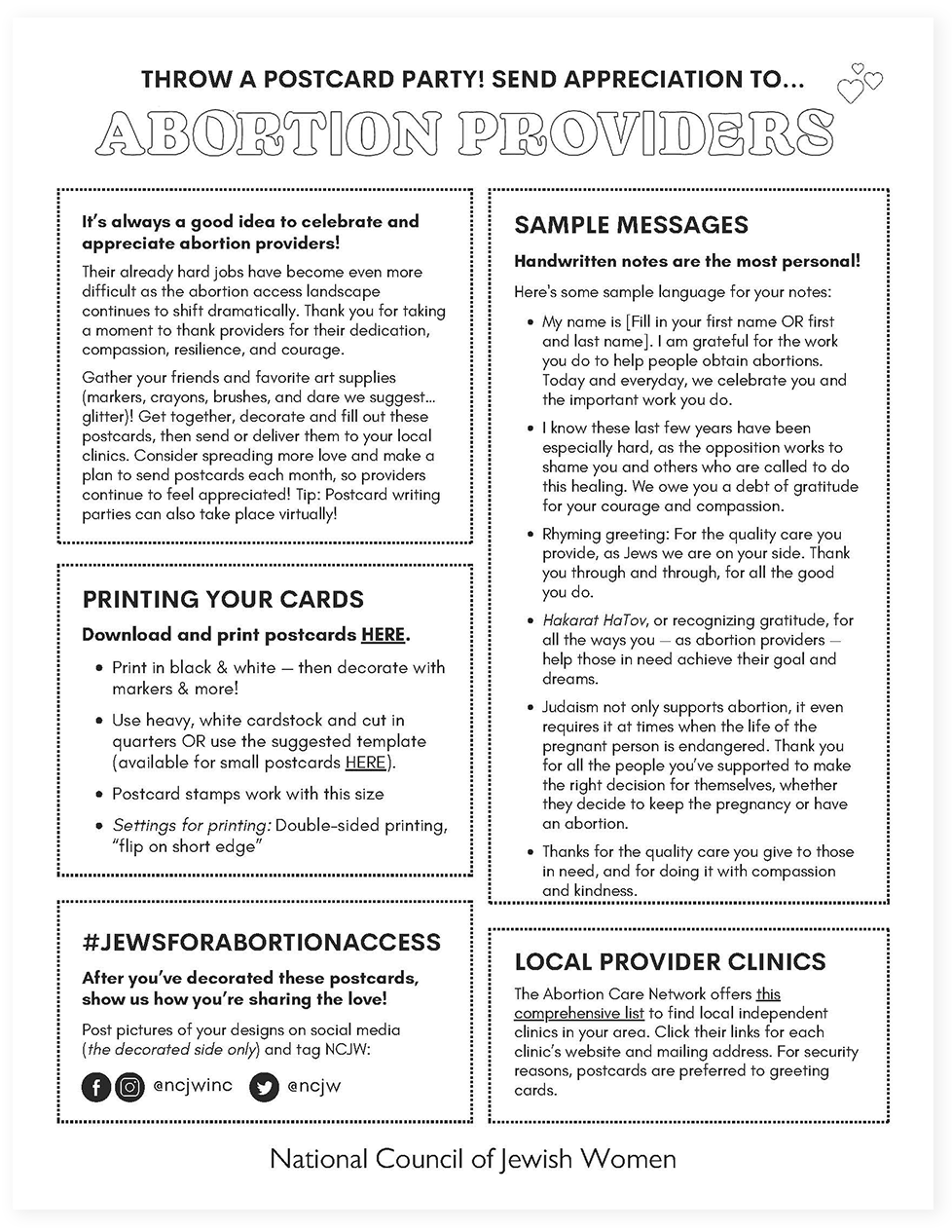 Guide for Hosting a Postcard Party | Jews for Abortion Access