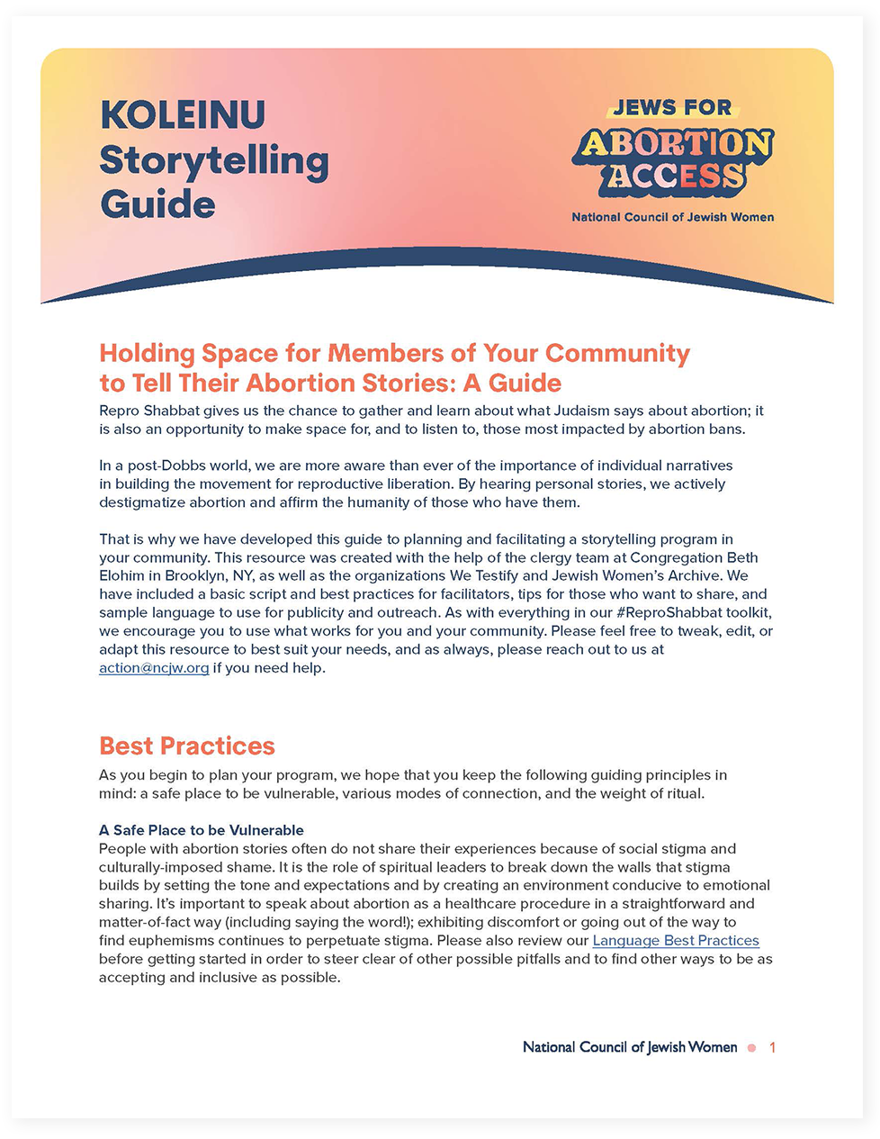 KOLEINU: Holding Space for Storytelling | Jews for Abortion Access