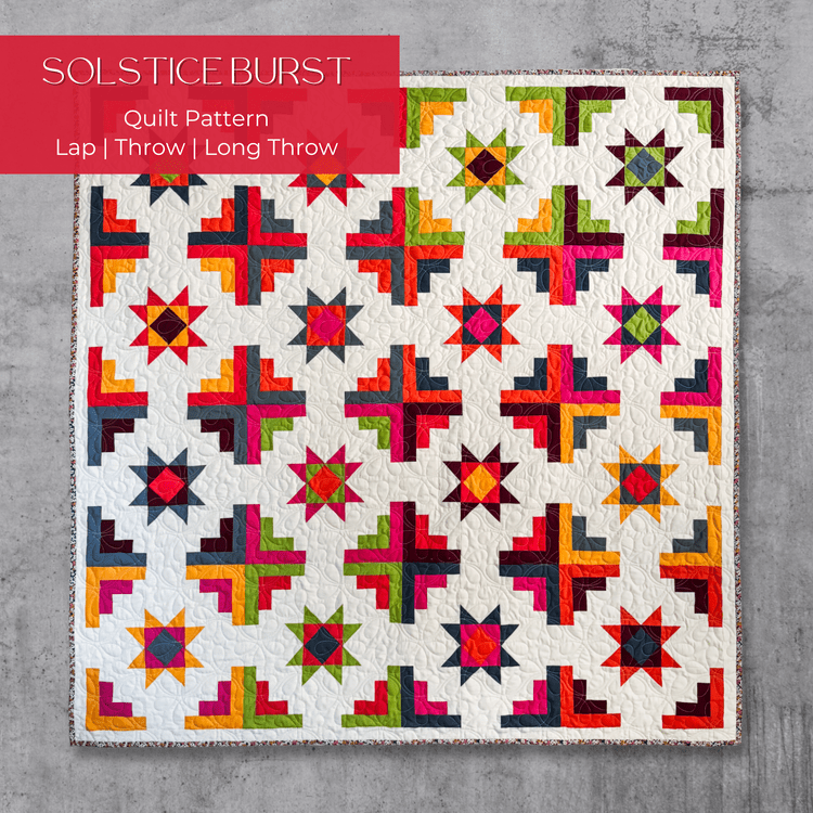 Solstice Burst Quilt Pattern – Bold Stars and Cabins — A Piece of Quiet ...