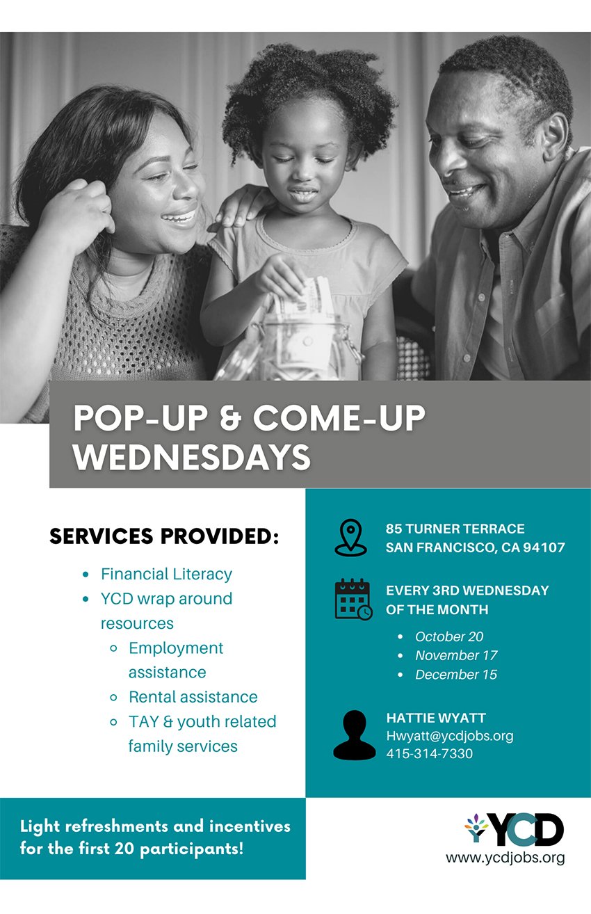 Pop-up & Come-up Wednesday — Young Community Developers Pop-up & Come-up Wednesday — Young Community Developers