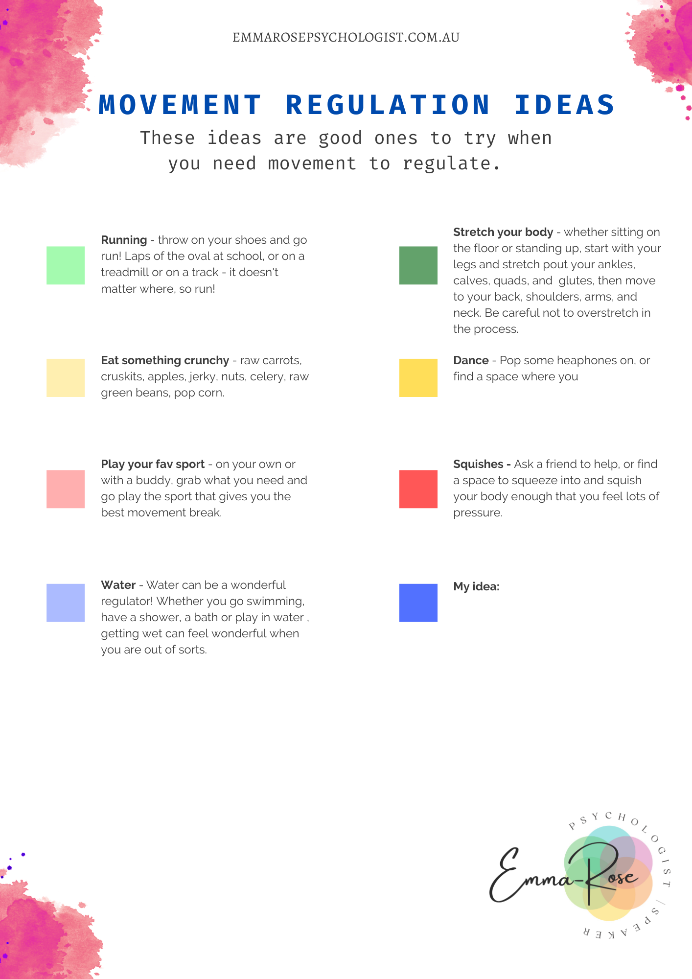 Regulation Ideas — Emma-Rose Parsons - Psychologist | Speaker | Supervisor