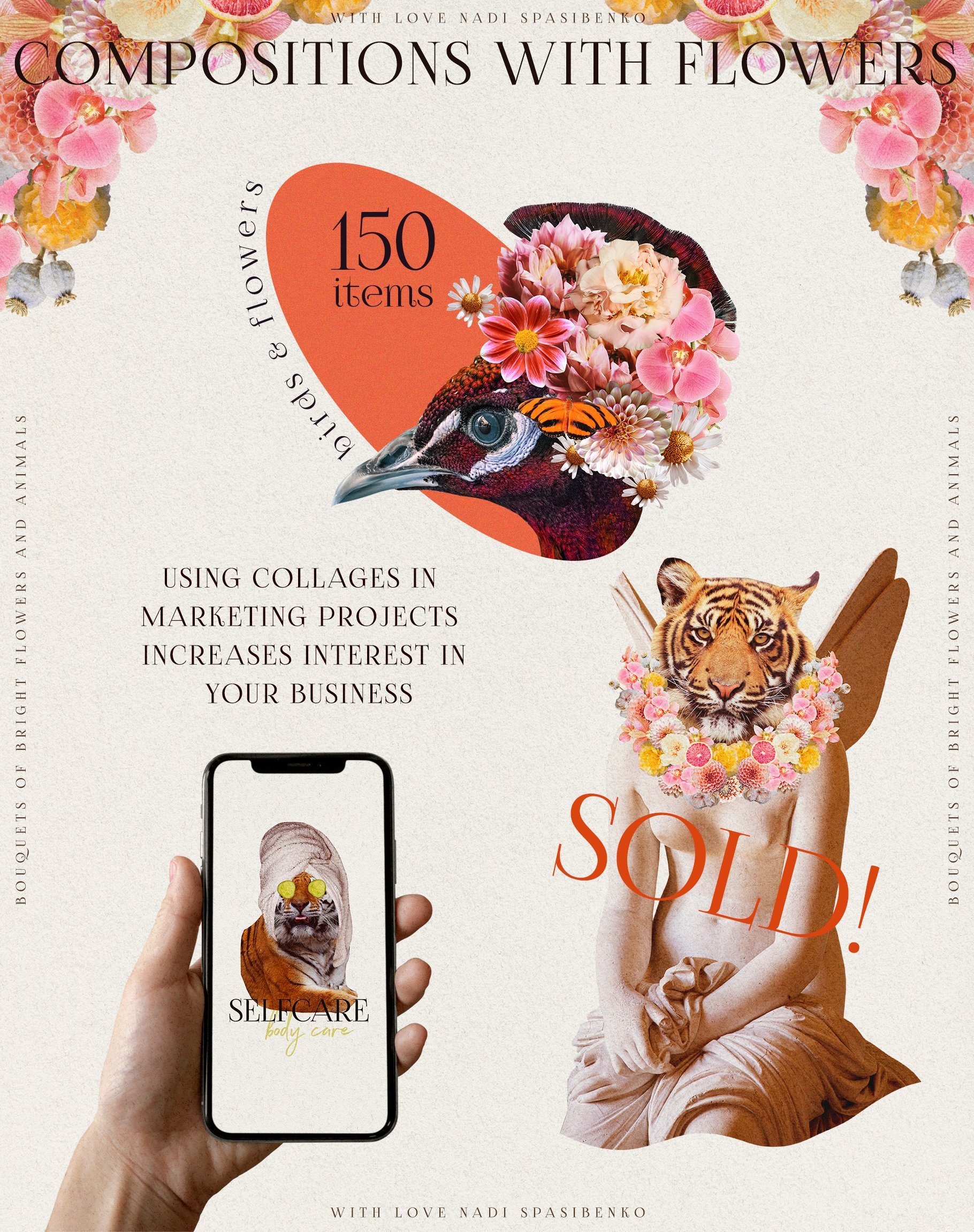 Animals & Flowers Collage — Artcoast Studio