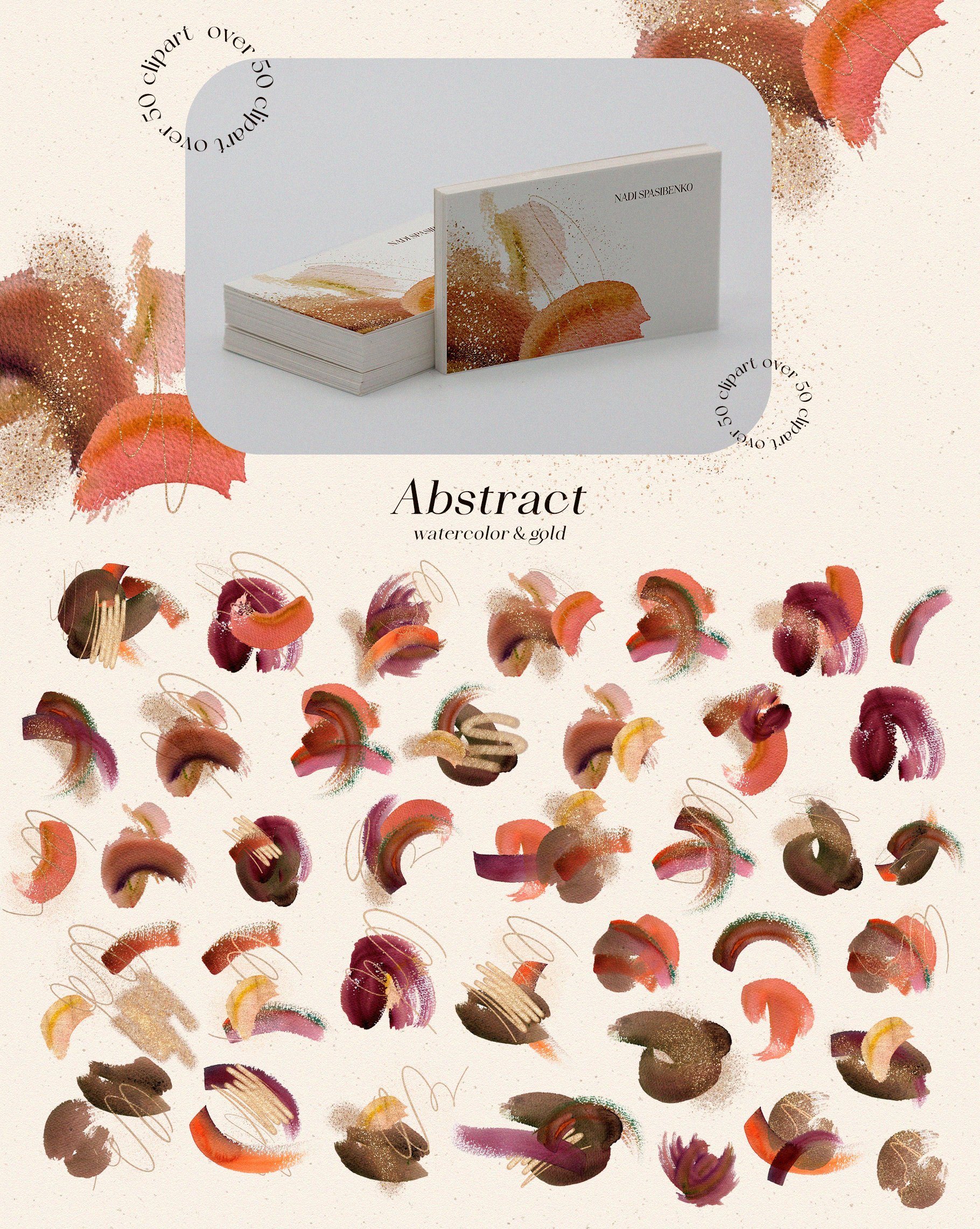 Watercolor Warm Abstract Set