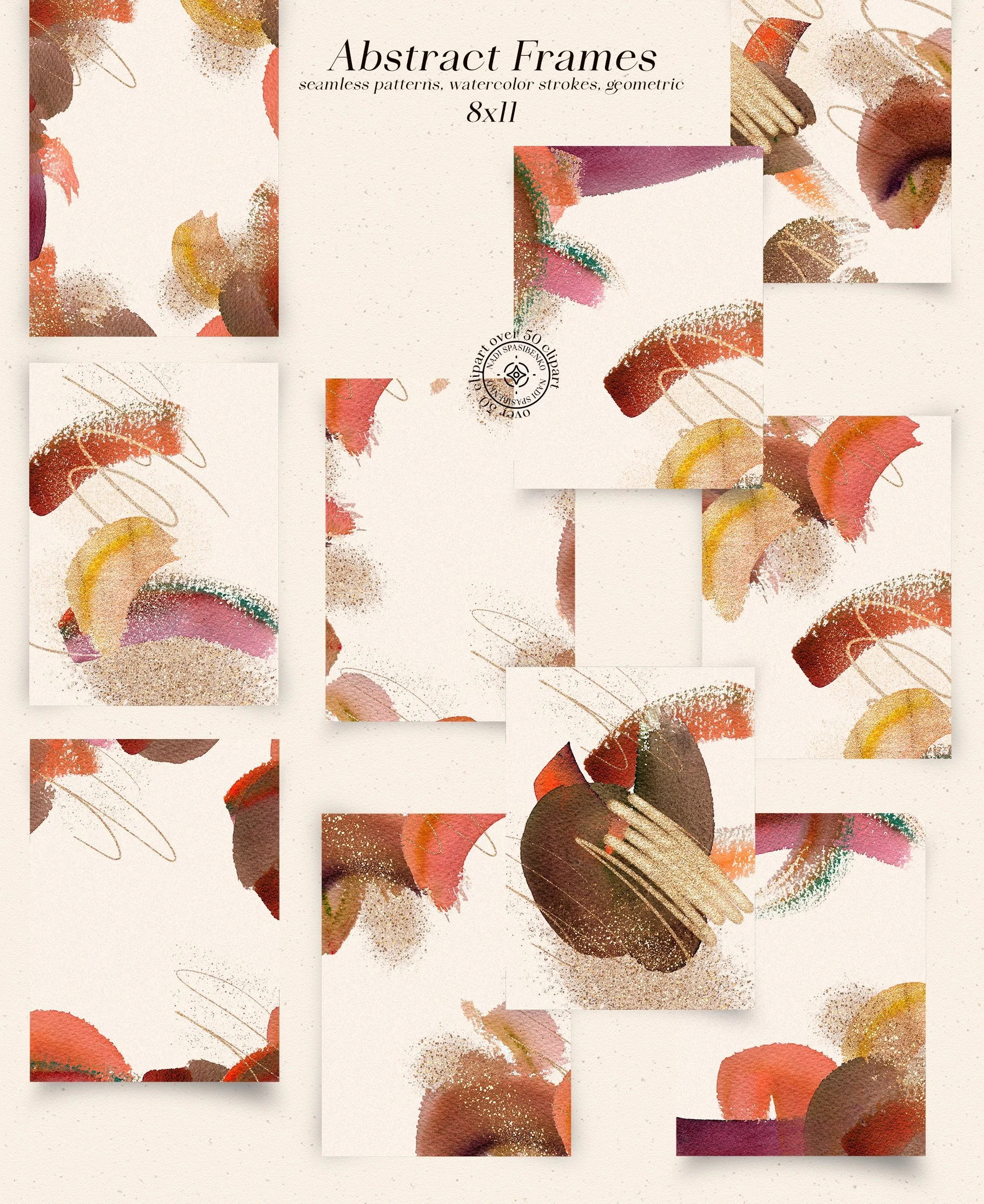 Watercolor Warm Abstract Set