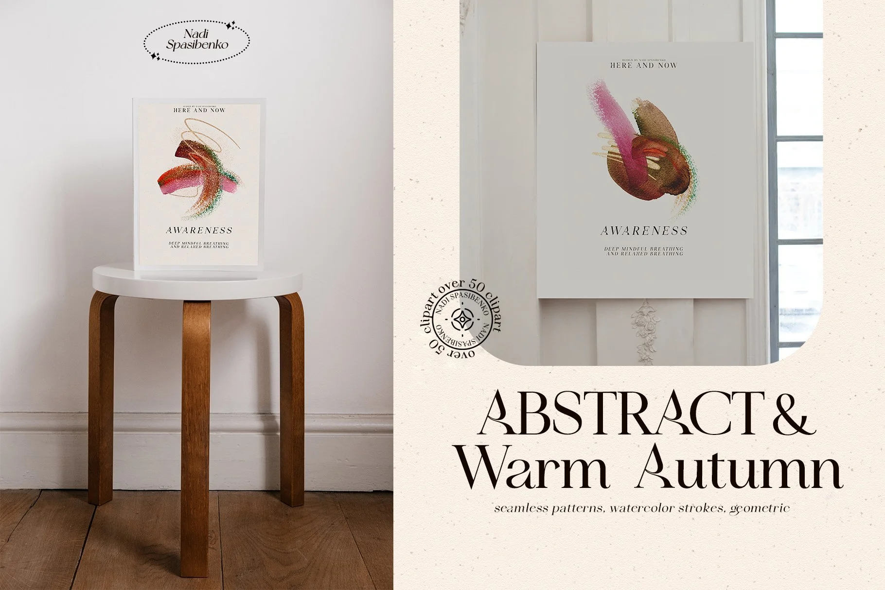 Watercolor Warm Abstract Set