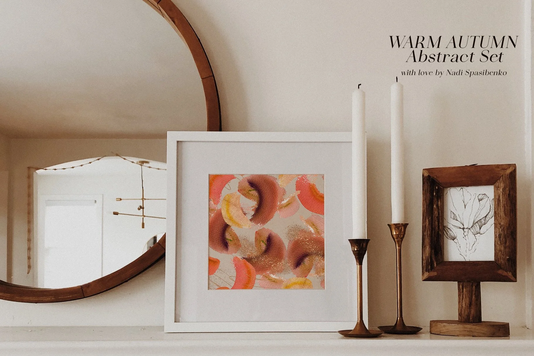 Watercolor Warm Abstract Set