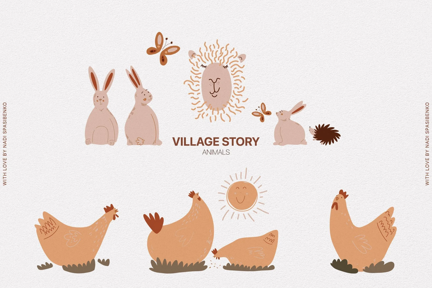 Village Story - Rustic Vector Illustrations