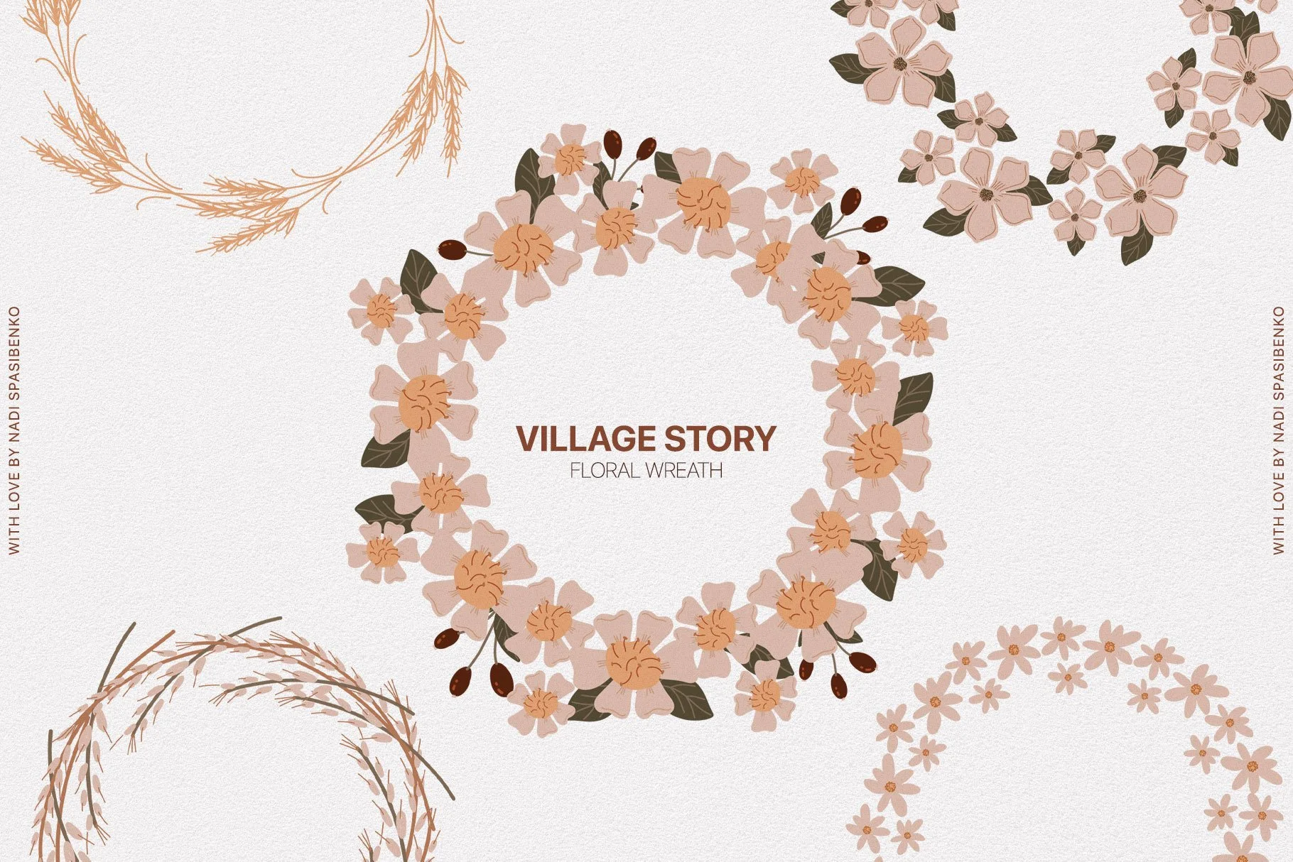 Village Story - Rustic Vector Illustrations