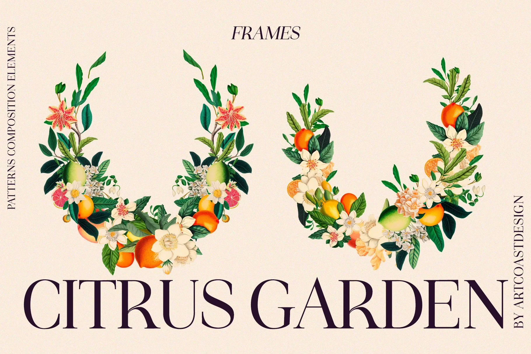 Citrus Garden Flowers Clipart & Posters — Artcoast Studio