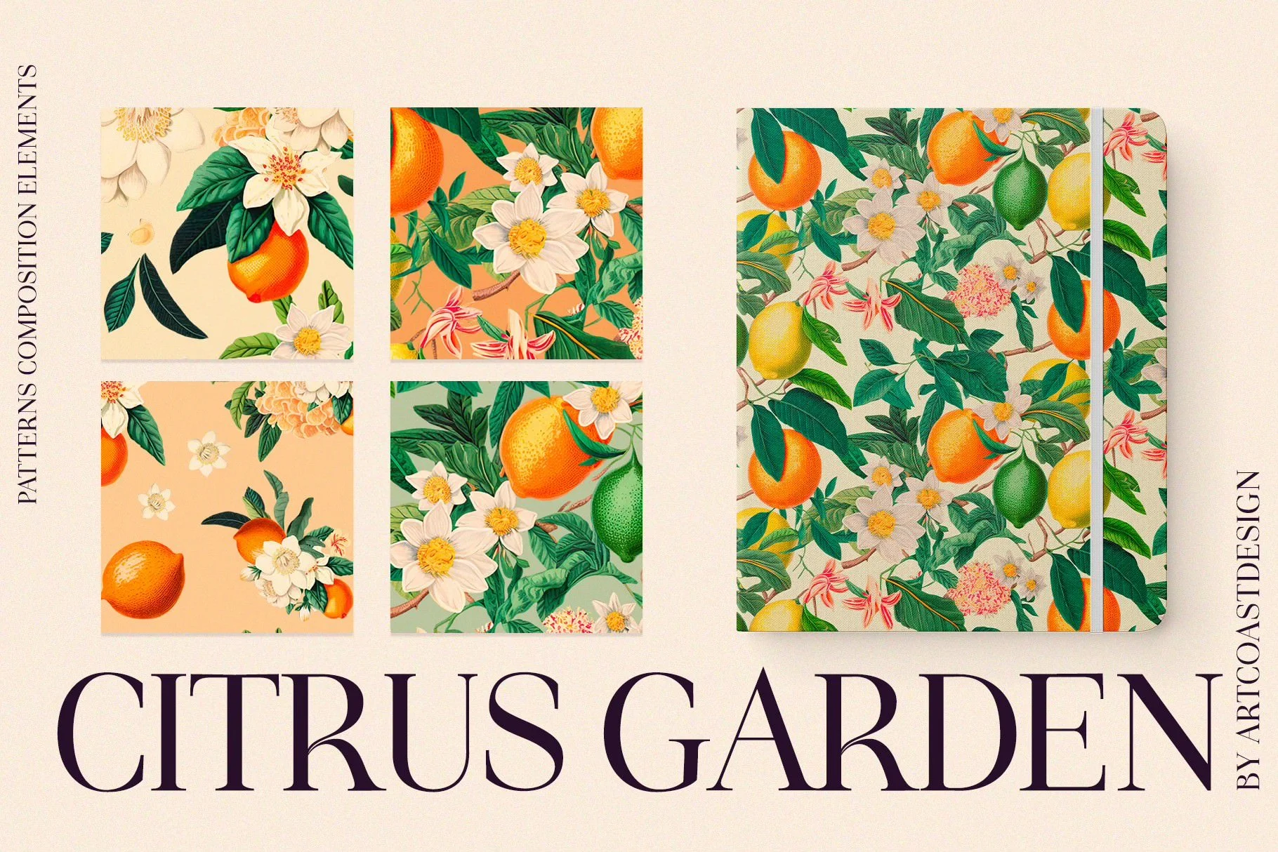 Citrus Garden Flowers Clipart & Posters — Artcoast Studio