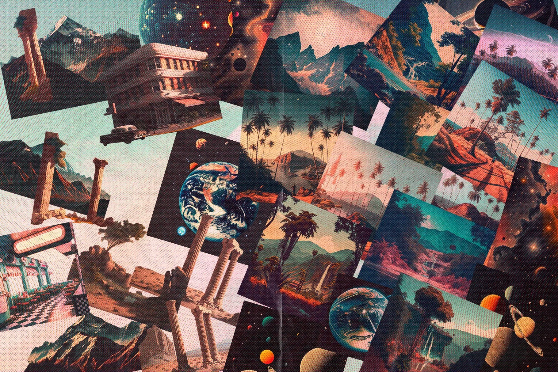 Retro Girls & Floral Collage Collection — Artcoast Studio