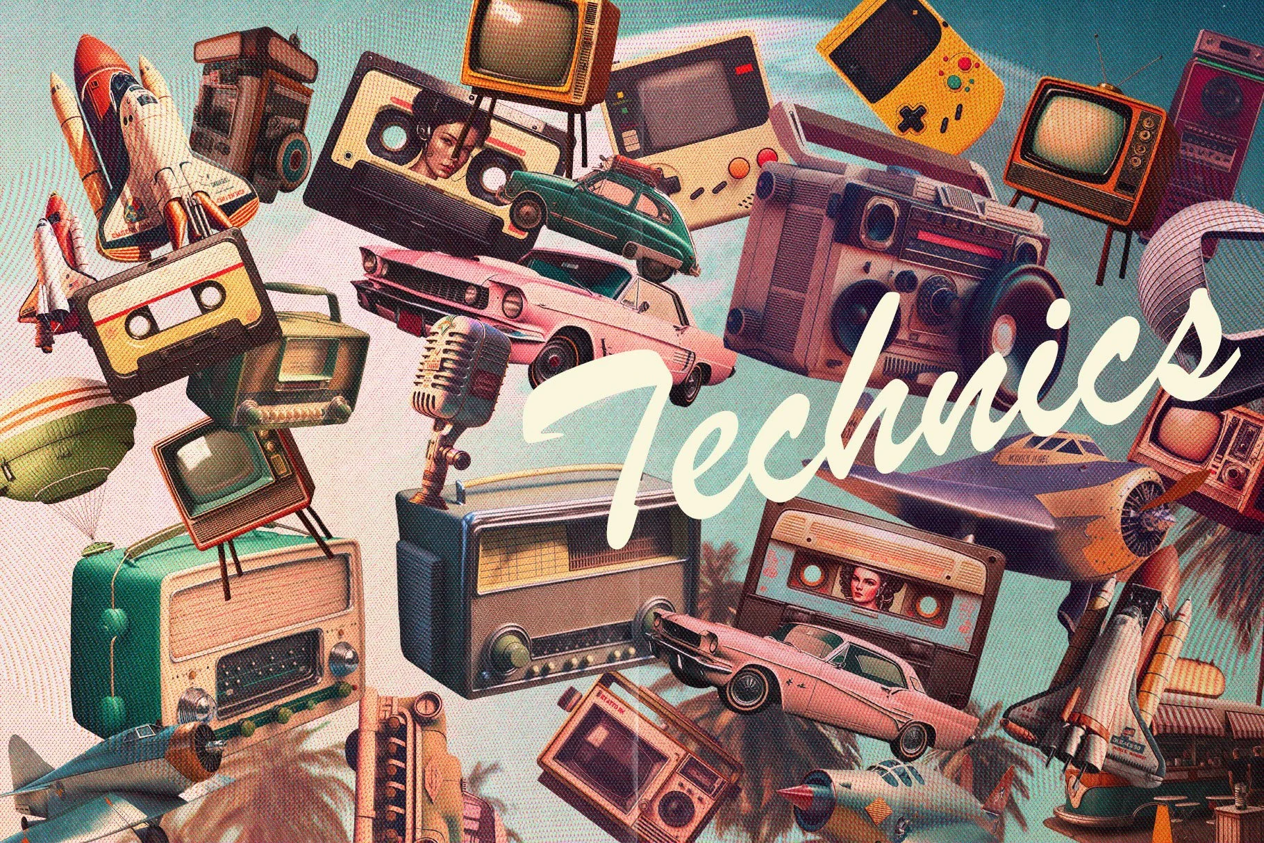 Retro Girls & Floral Collage Collection — Artcoast Studio