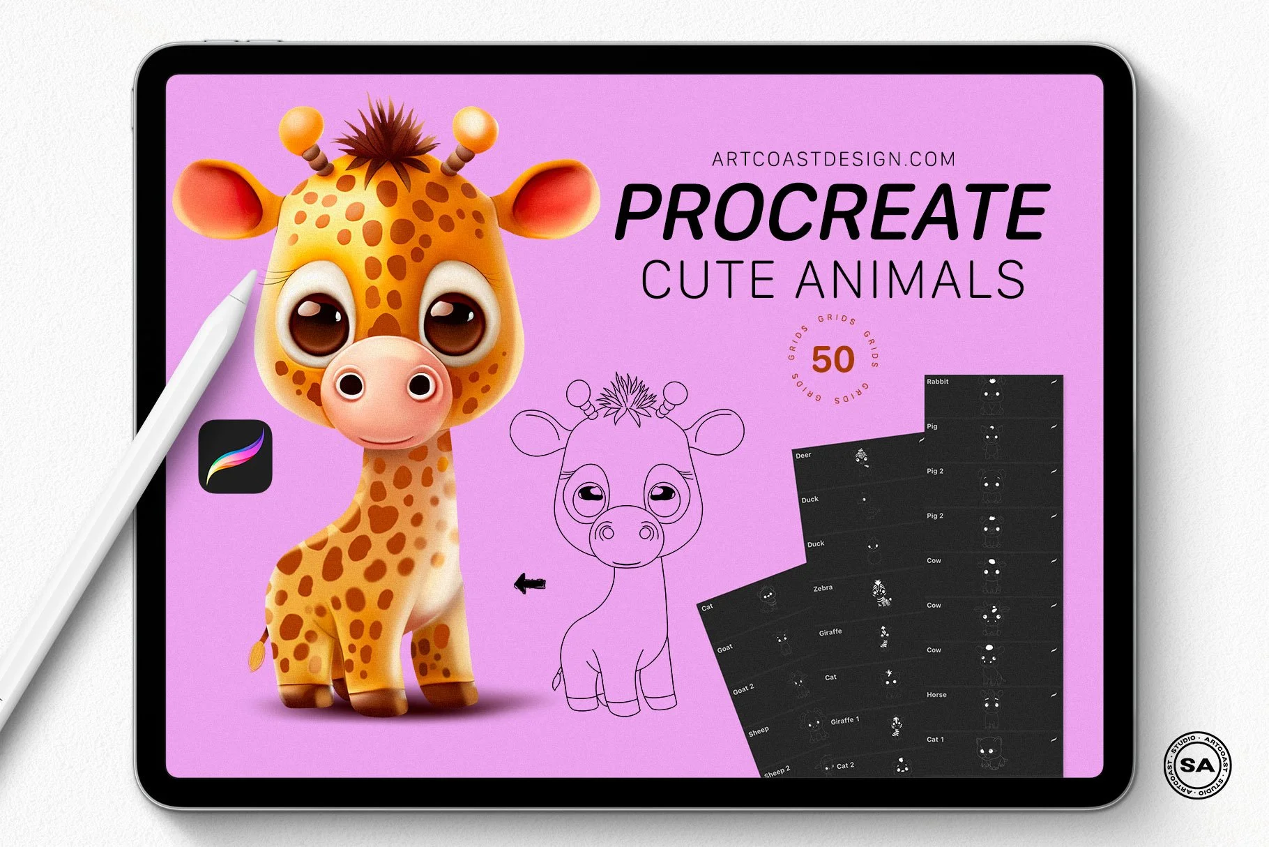 Procreate Stamps for Creating Cute Animal Characters — Artcoast Studio