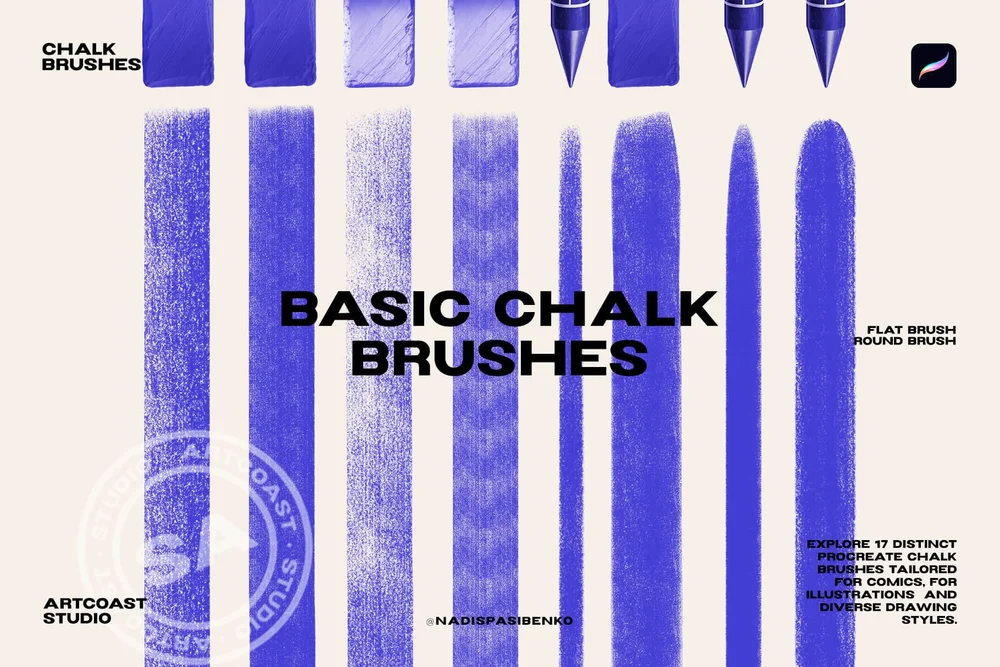 Procreate Basic Chalk Brushes – 17 Unique Brushes for Textured Art ...