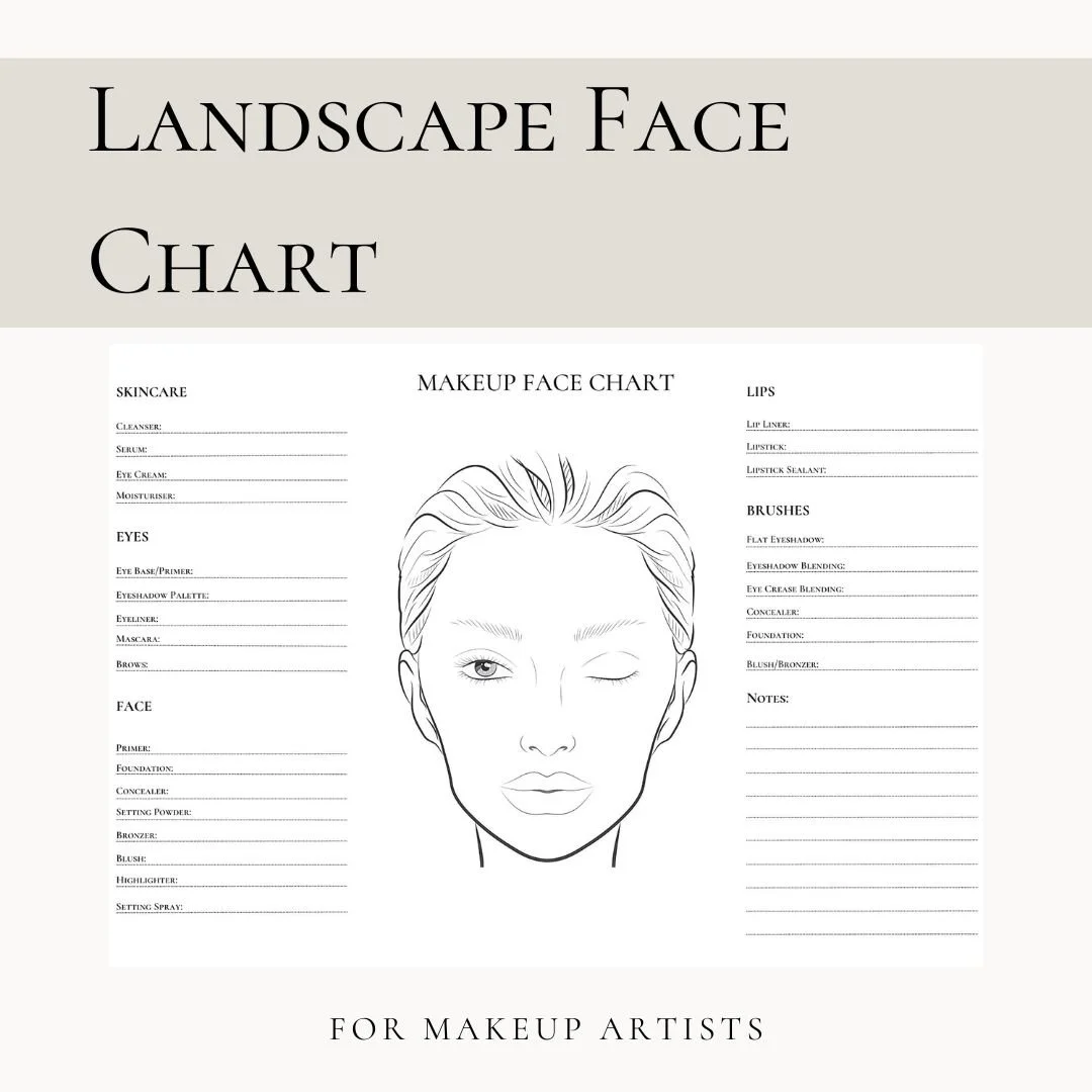 Makeup Face Chart For Makeup Artists (Landscape) — Nicola Louise Makeup