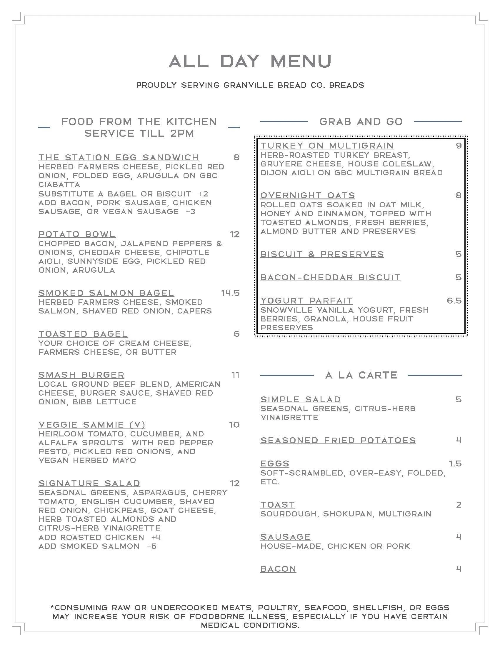 Menu Station Granville — Station