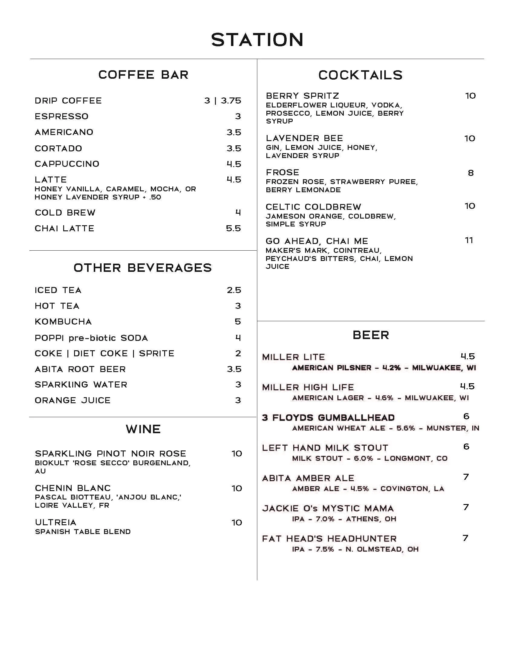 Menu Station Granville — Station