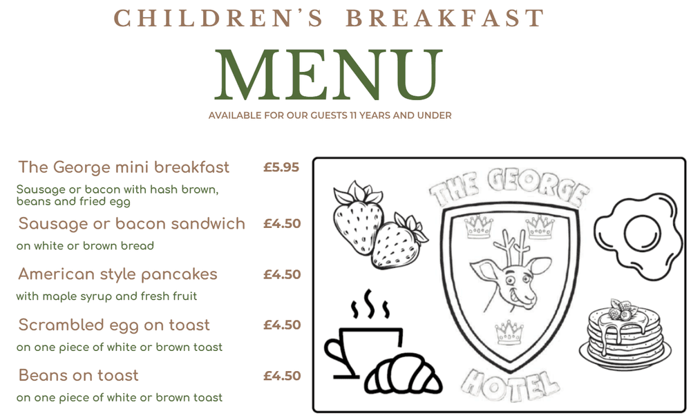 Breakfast Menu Summer 25 — The George Hotel, Dereham