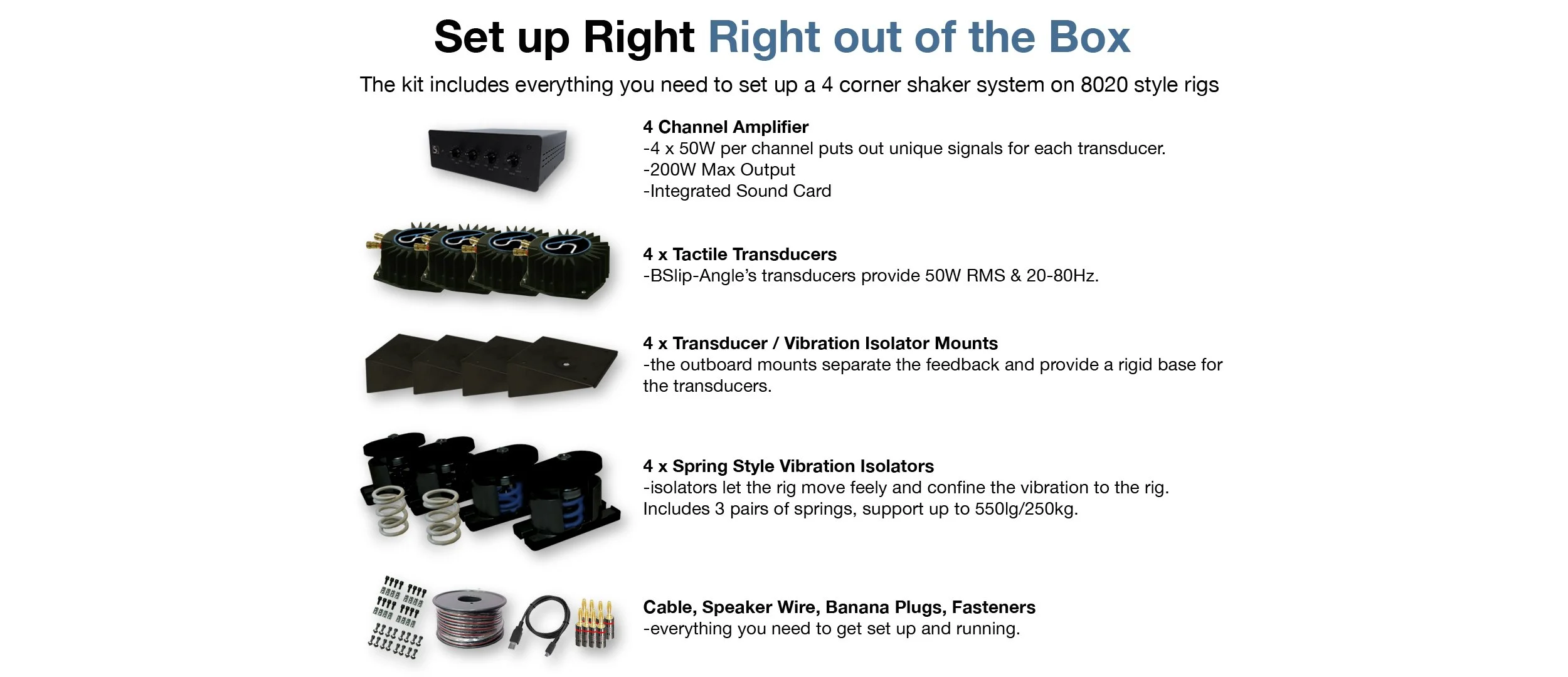 Slip-Angle 4 Corner Shaker Kit: 200W & 300W – EG Evolved Simulator Rigs