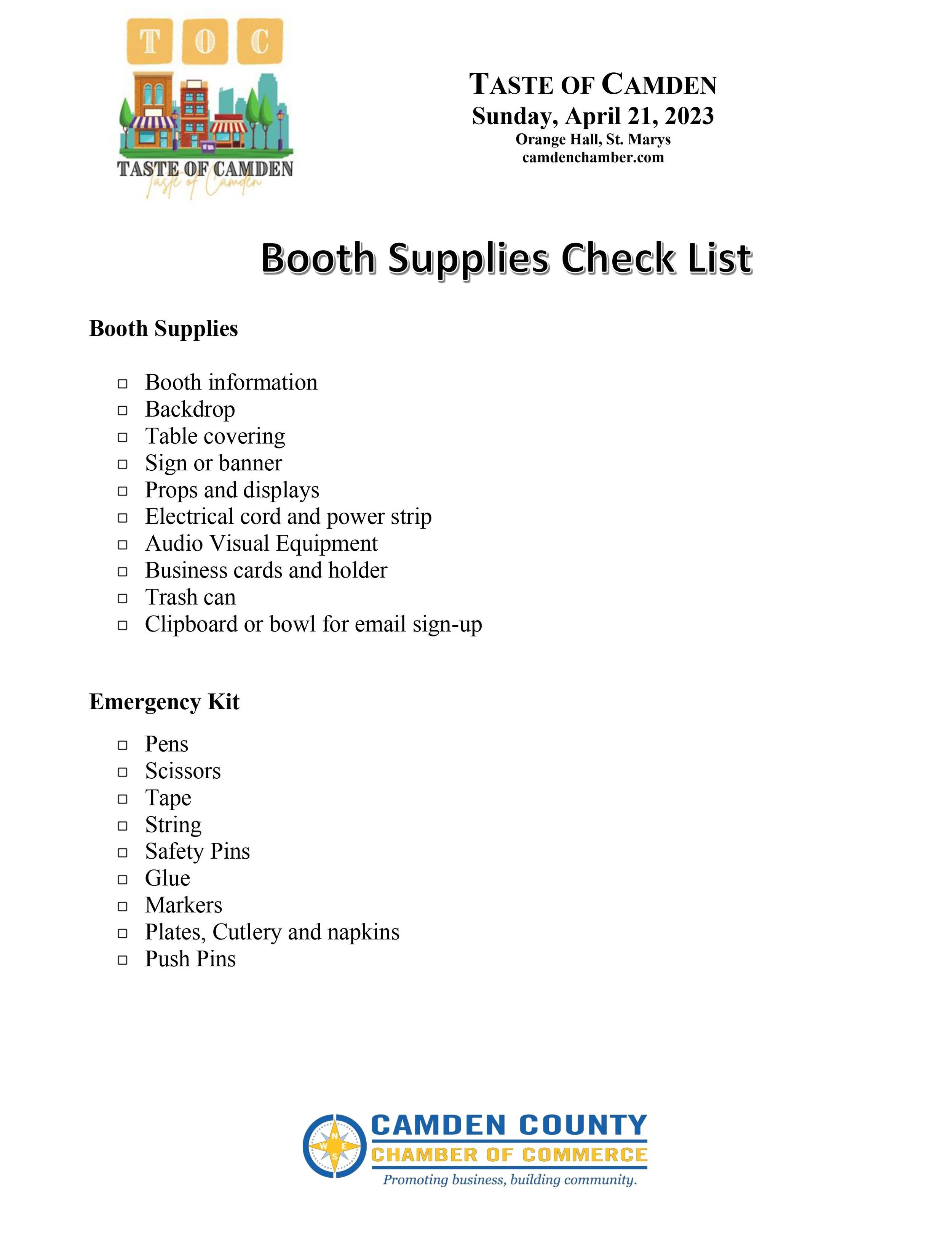 TOC Vendor Packets — Camden County Chamber Of Commerce | Serving Camden ...