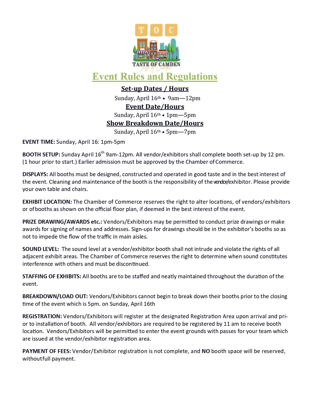 TOC Vendor Packets — Camden County Chamber Of Commerce | Serving Camden ...