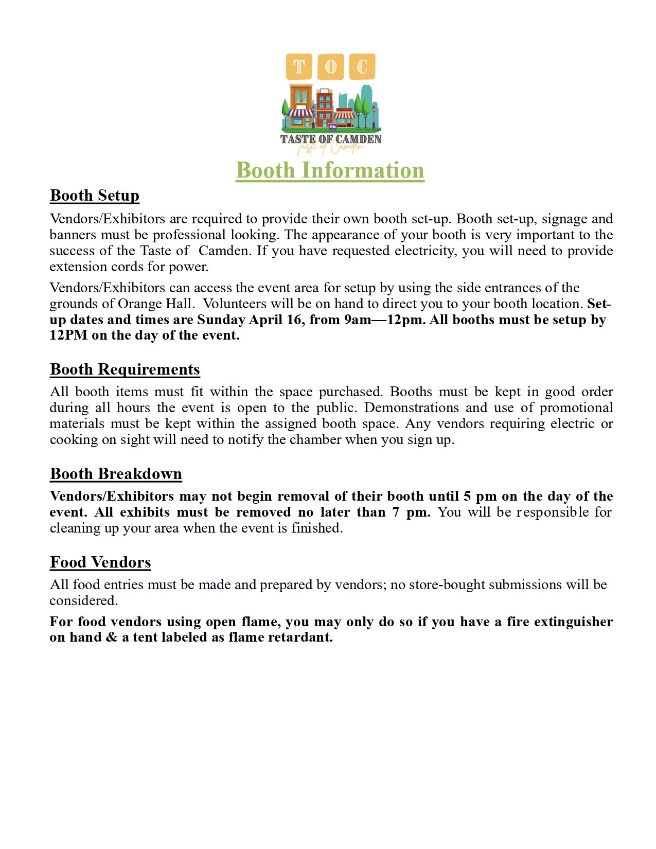 TOC Vendor Packets — Camden County Chamber Of Commerce | Serving Camden ...