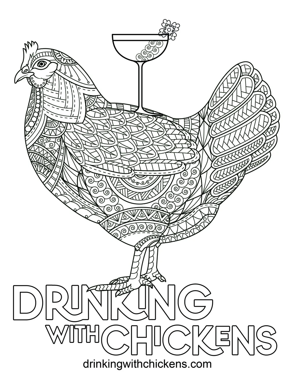 Free DWC Coloring Book Page — Drinking With Chickens- Craft cocktail ...