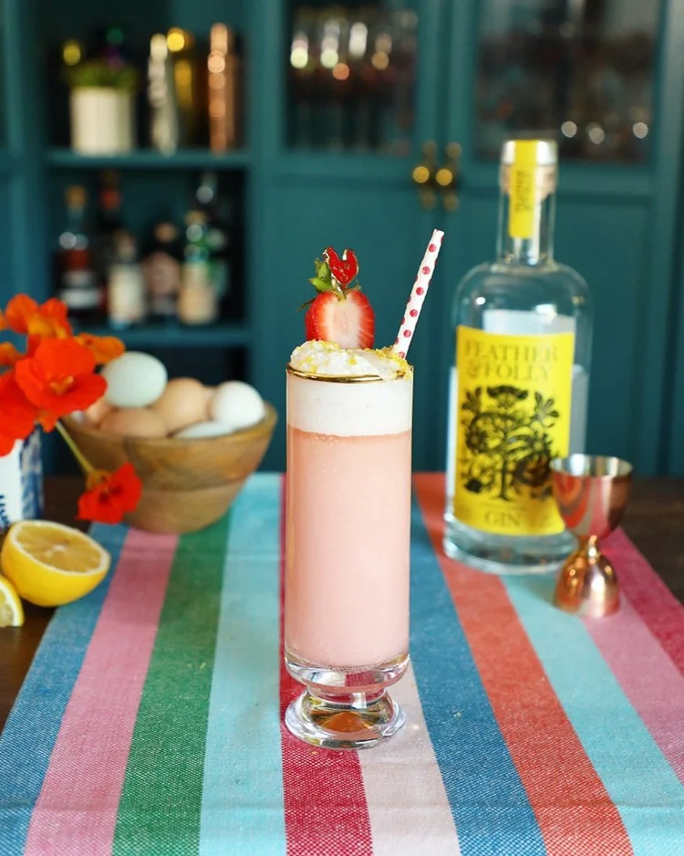 Lemony Strawberry Gin Fizz — Drinking with Chickens- craft cocktail recipes