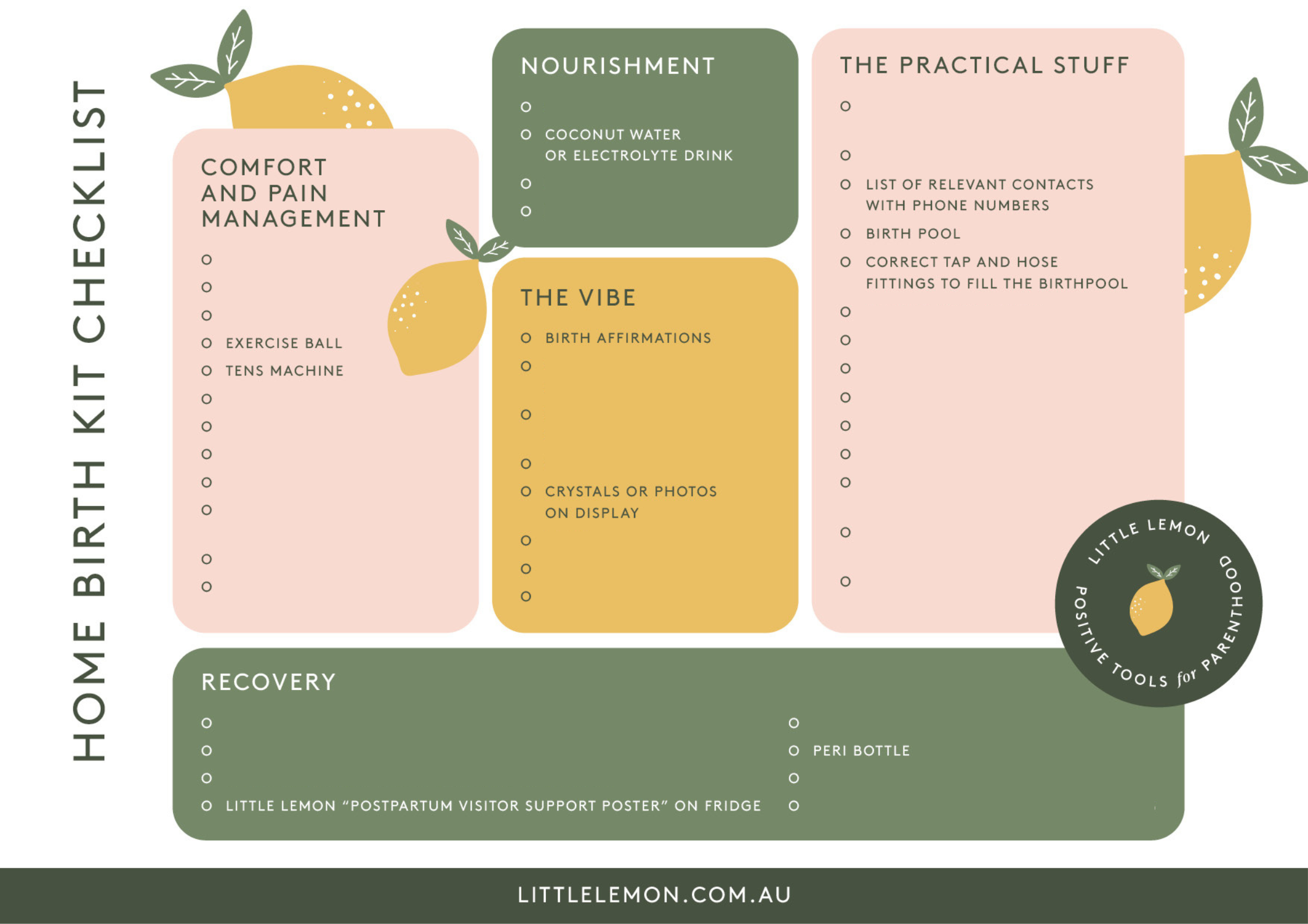 Everything you need for a Home Birth - Checklist — Little Lemon