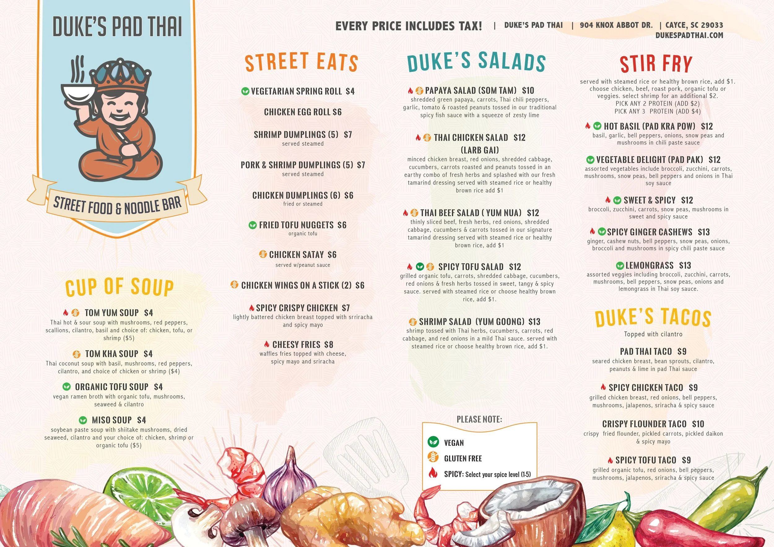 Menu — Duke's Pad Thai