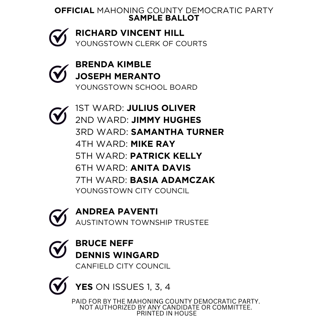 Your Official Mahoning County Democratic Party Sample Ballot — Mahoning ...