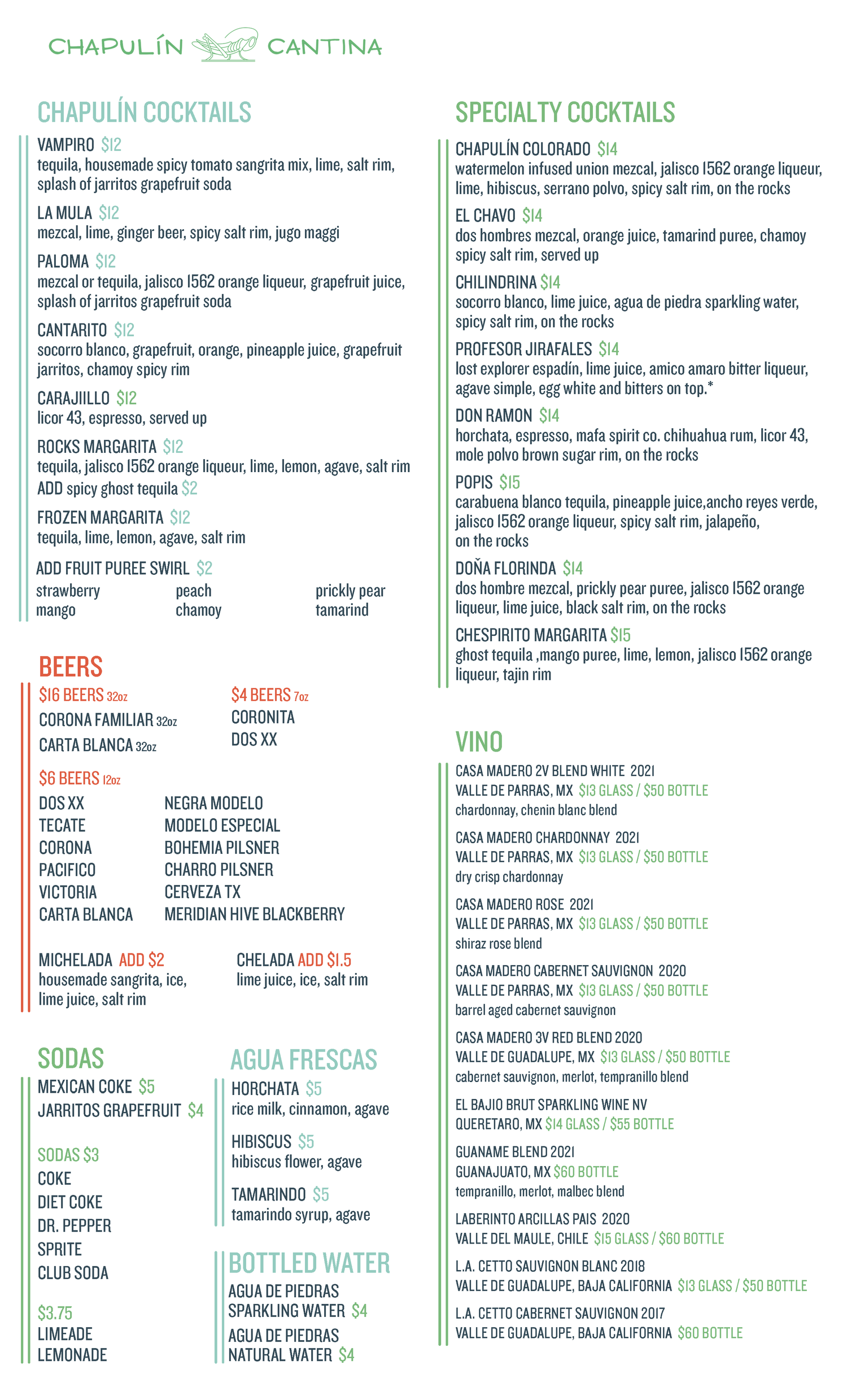 Drinks — Chapulin Cantina