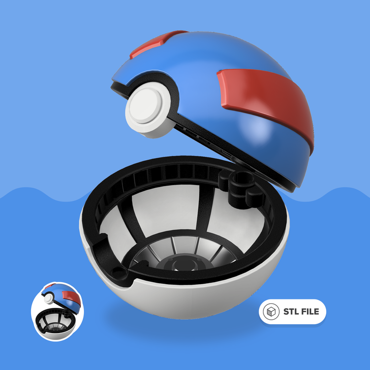 Pokéball STL from Pokémon with detailed interior | STL File for 3D ...