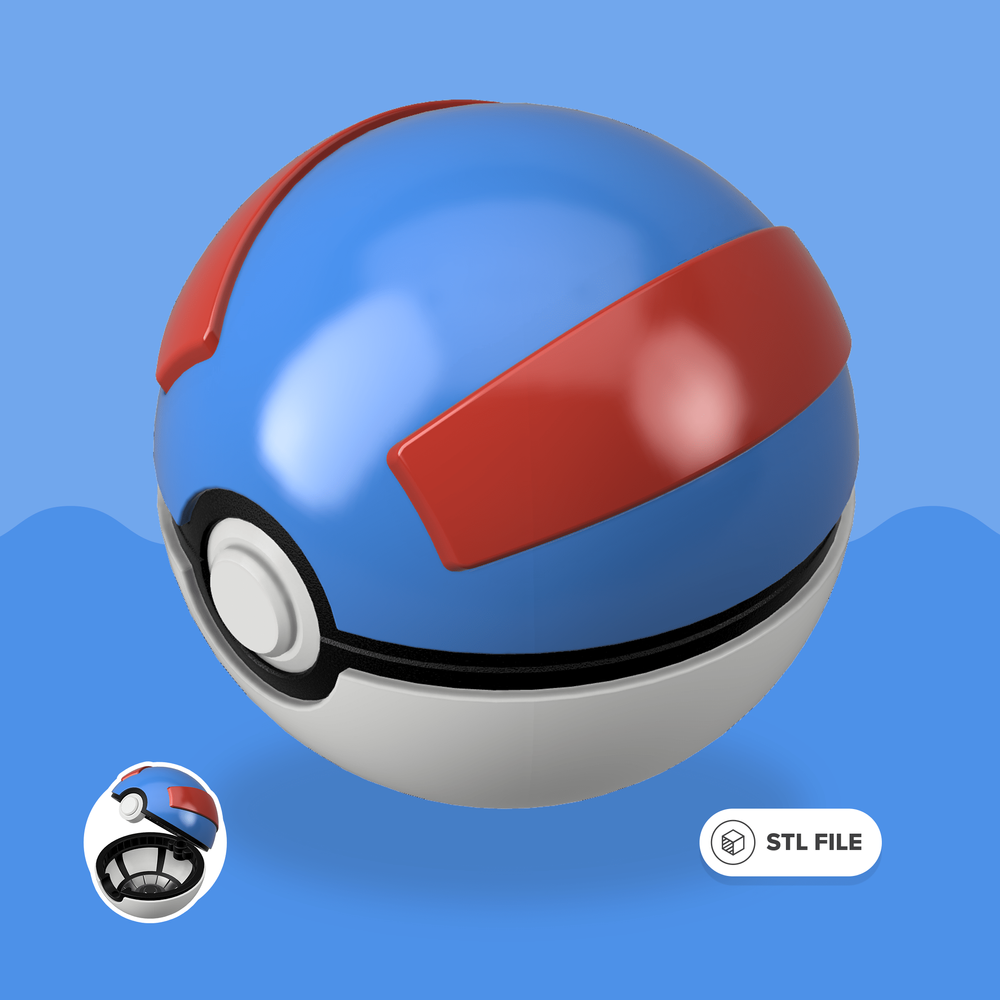 Pokéball STL from Pokémon with detailed interior | STL File for 3D ...