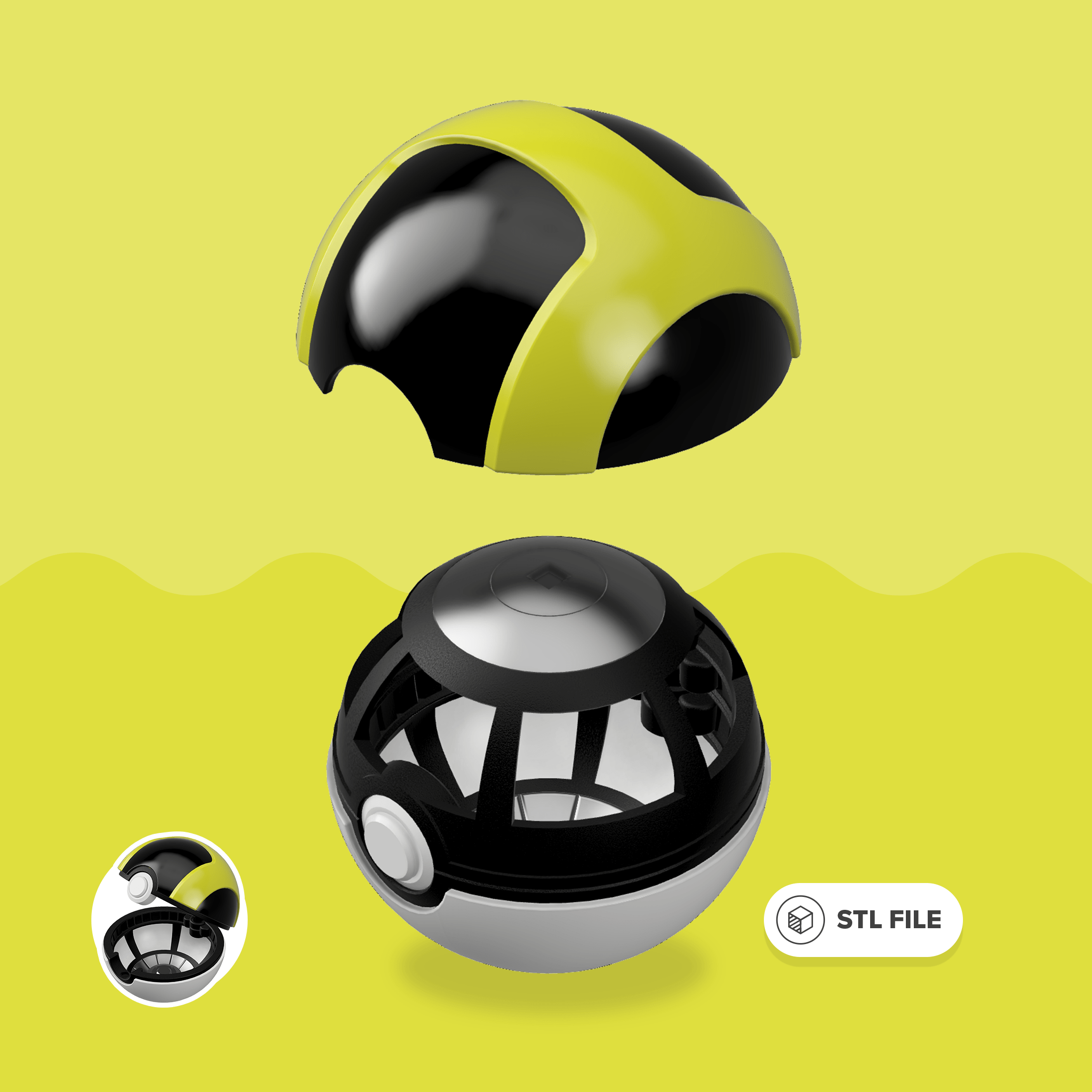Pokéball STL from Pokémon with detailed interior | STL File for 3D ...