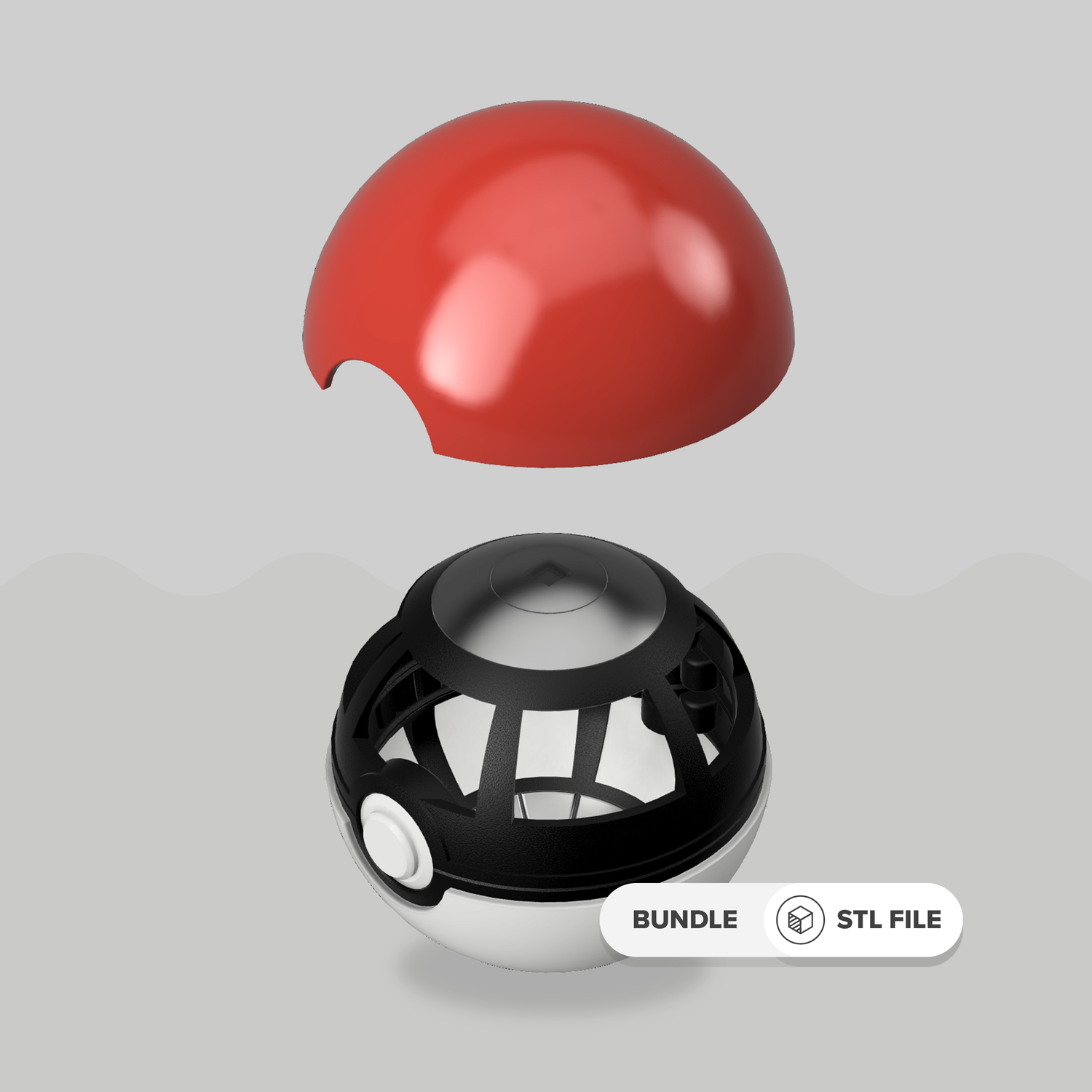 Pokéball STL from Pokémon with detailed interior | STL File for 3D ...